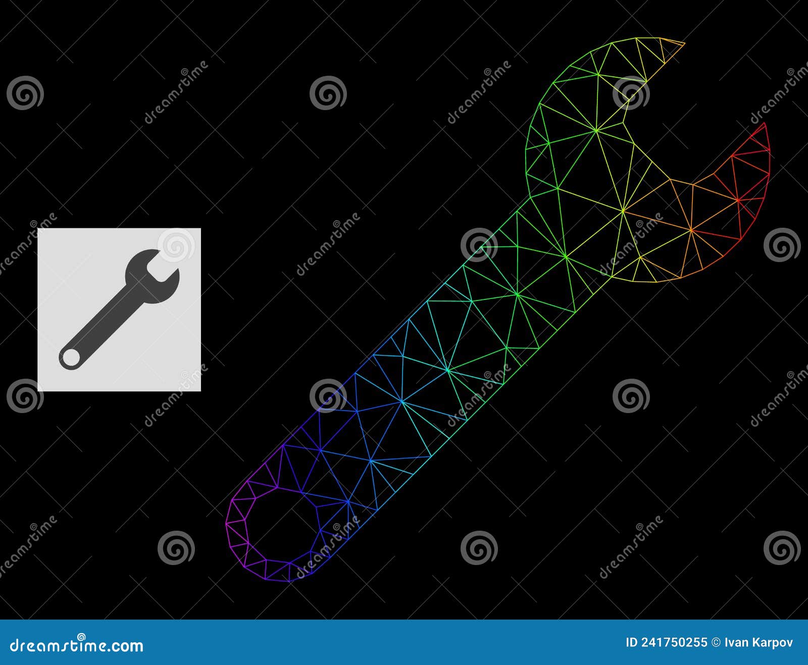 Spectrum Gradient Polygonal Net Spanner Icon Stock Vector ...
