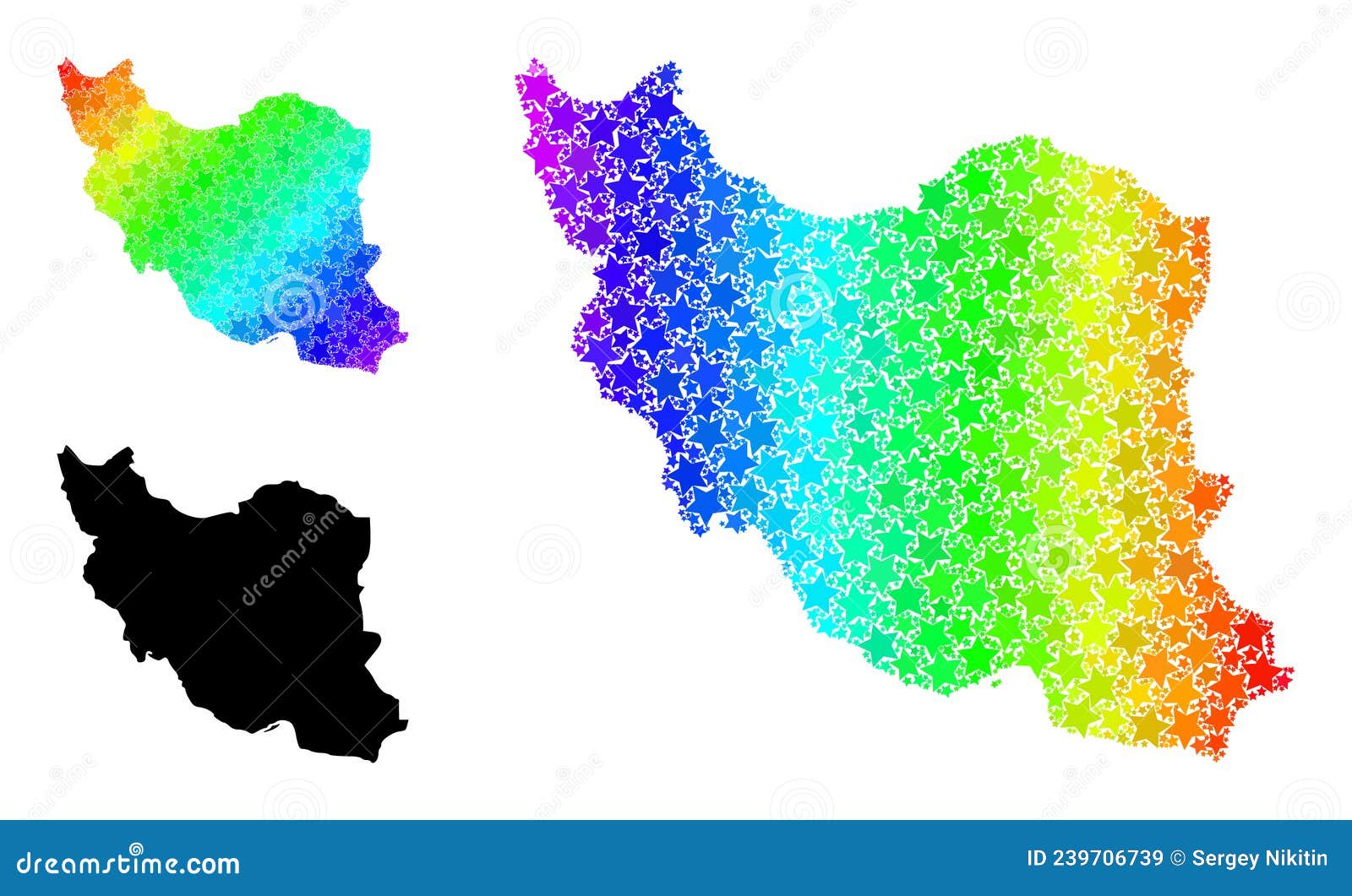 Spectral Colored Gradient Stars Mosaic Map of Iran Collage Stock Vector ...