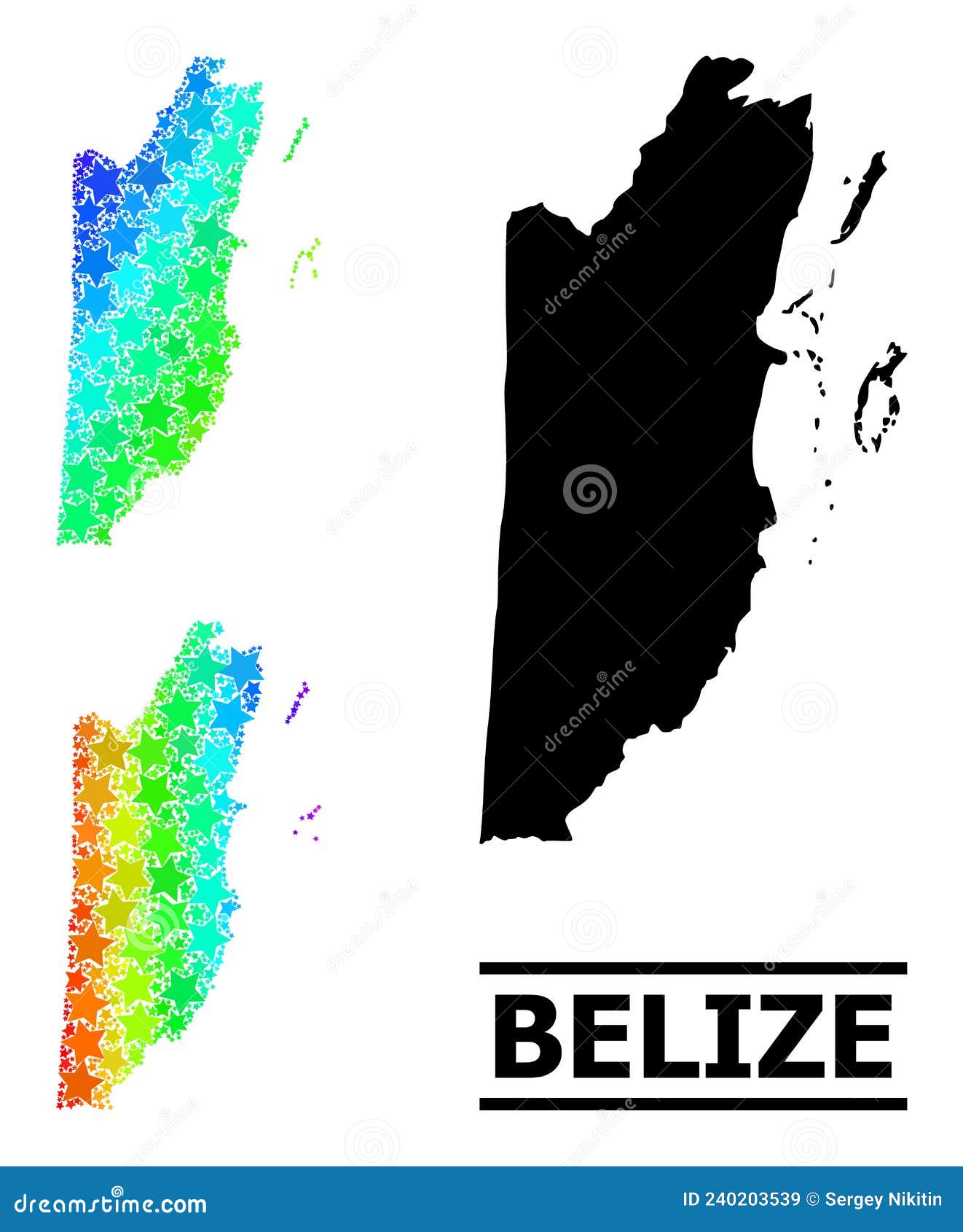 Spectrum Gradient Stars Mosaic Map of Belize Collage Stock Vector ...