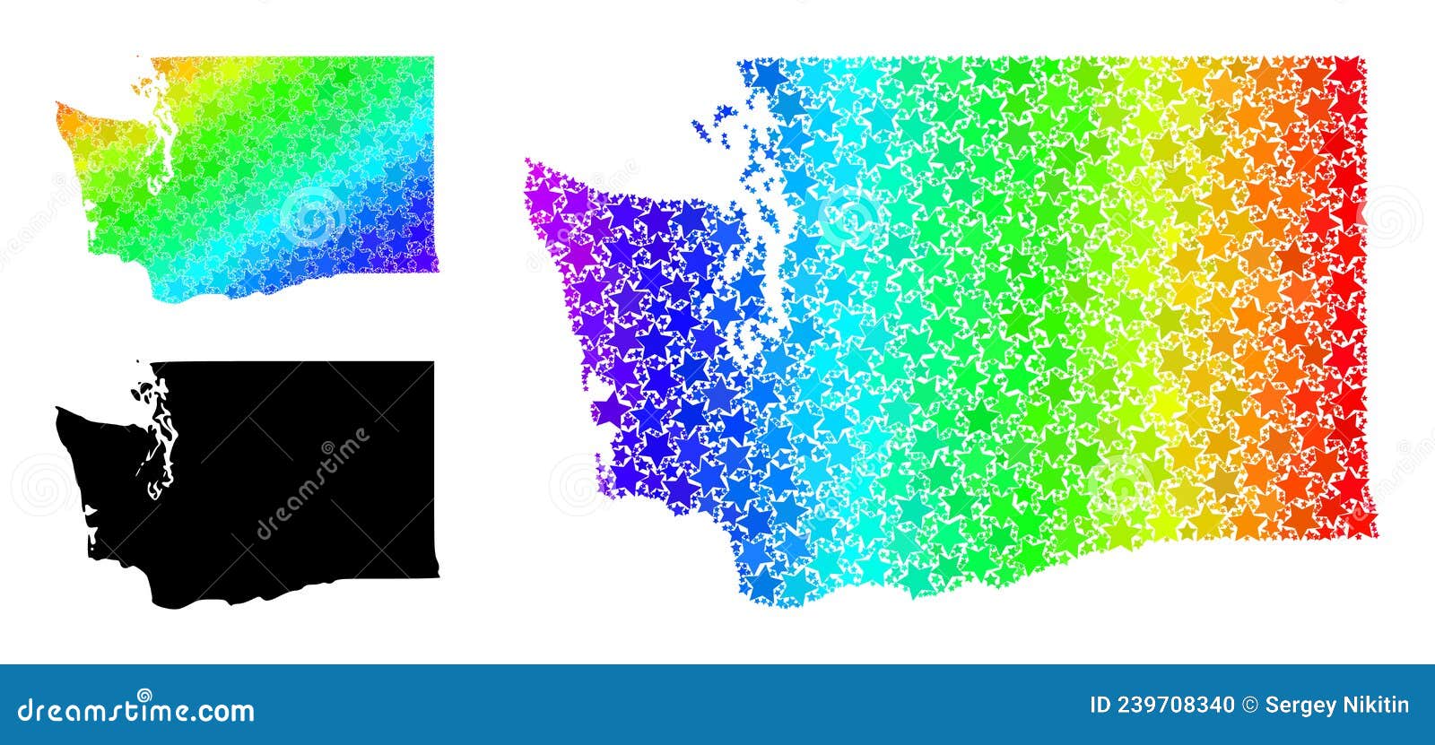 Spectrum Gradient Stars Mosaic Map of Washington State Collage Stock ...
