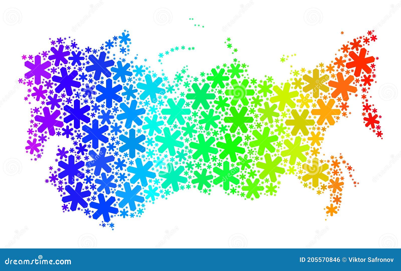 Spectrum Gradiented Christmas Mosaic Soviet Union Map of Snow Stock ...