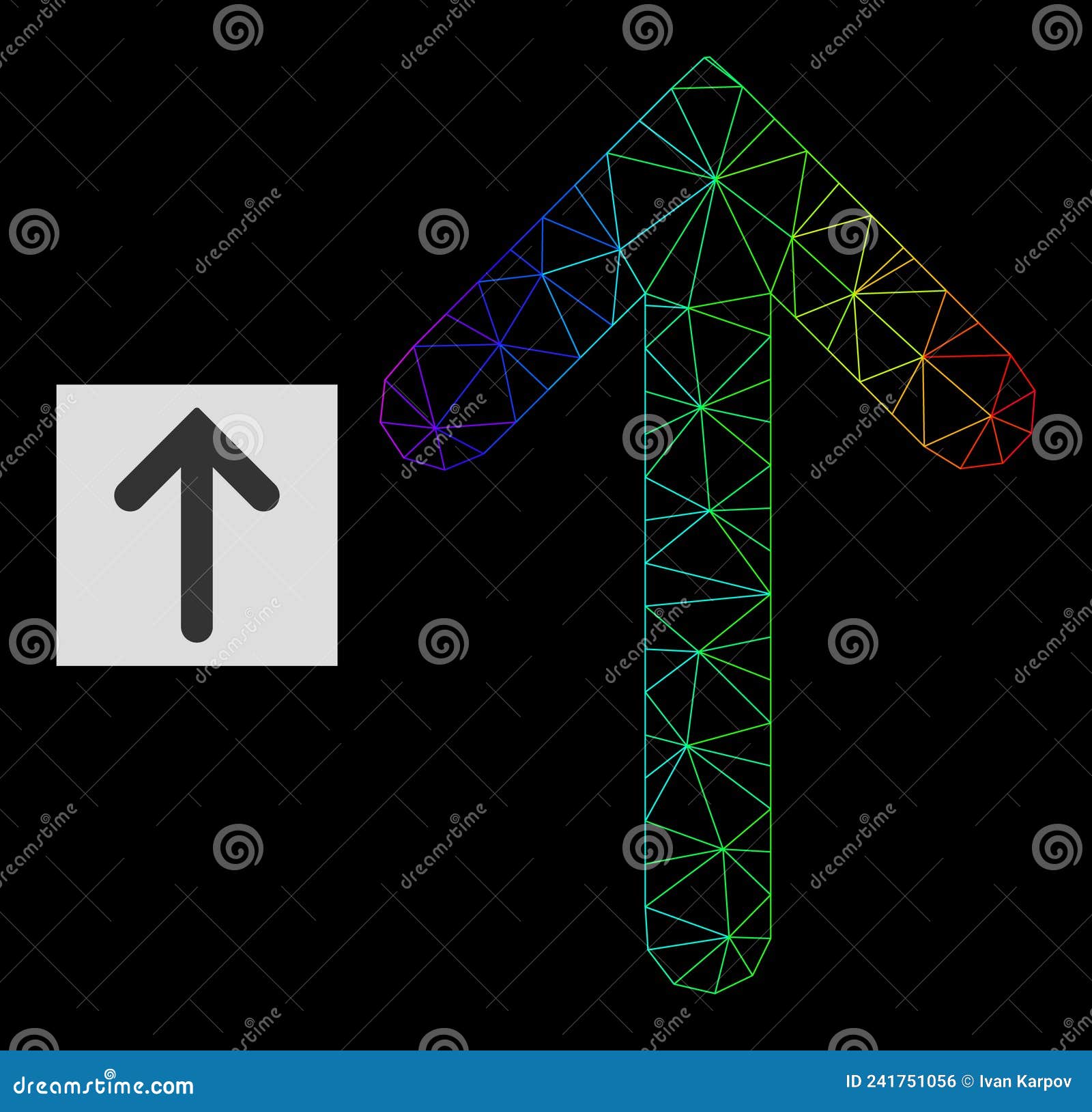 Spectrum Gradiented Polygonal Mesh Up Arrow Icon Stock Vector ...