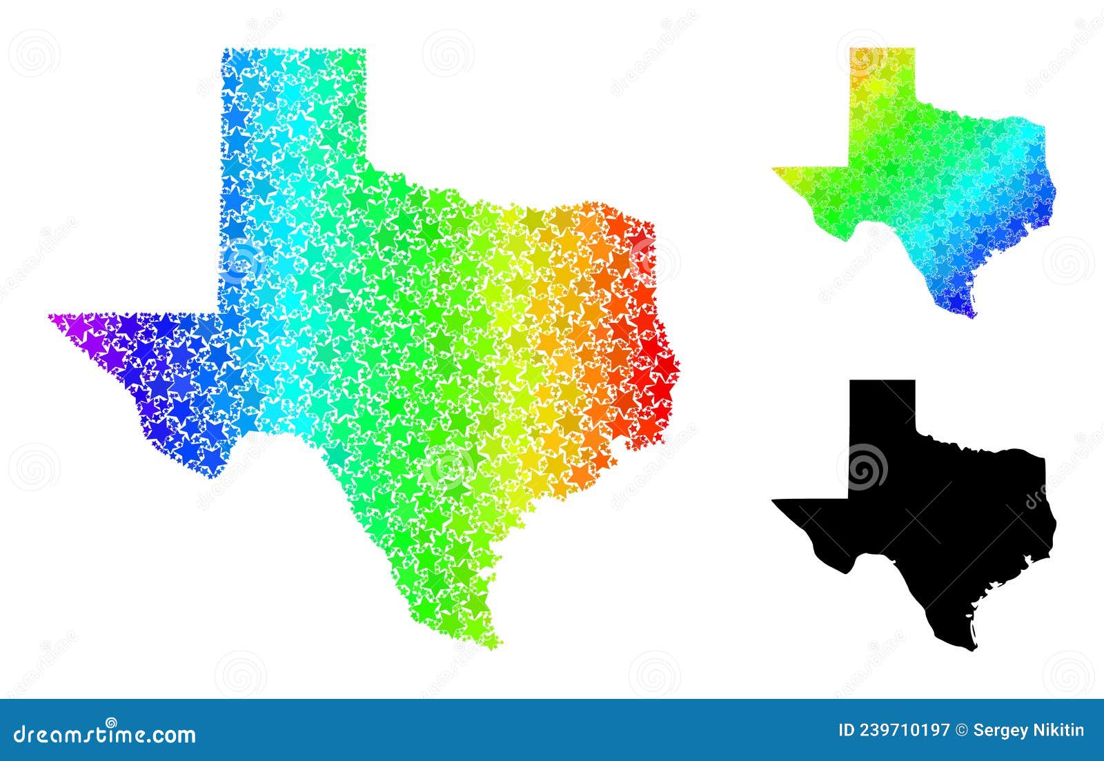 Rainbow Gradient Star Mosaic Map of Texas State Collage Stock Vector ...