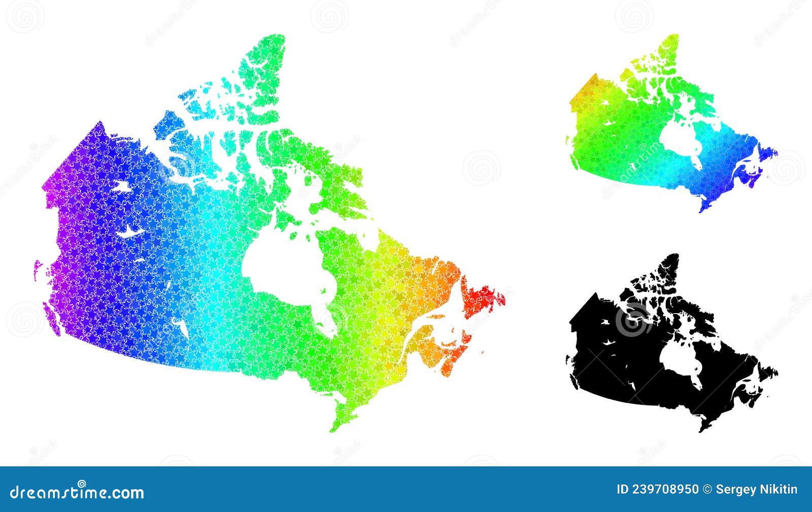 Spectrum Gradient Starred Mosaic Map of Canada Collage Stock Vector ...
