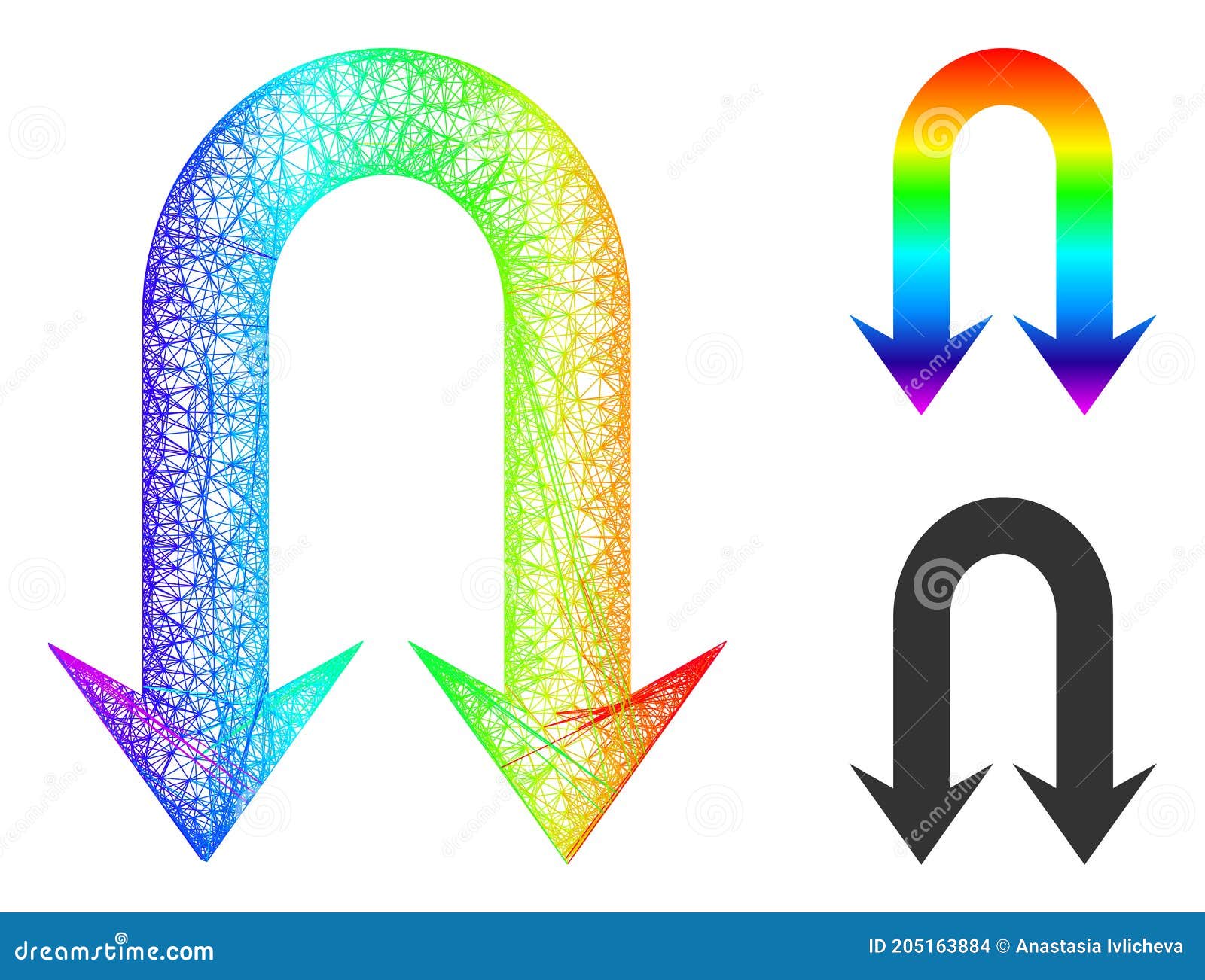 Spectrum Linear Gradient Double Back Arrow Icon Stock Vector ...