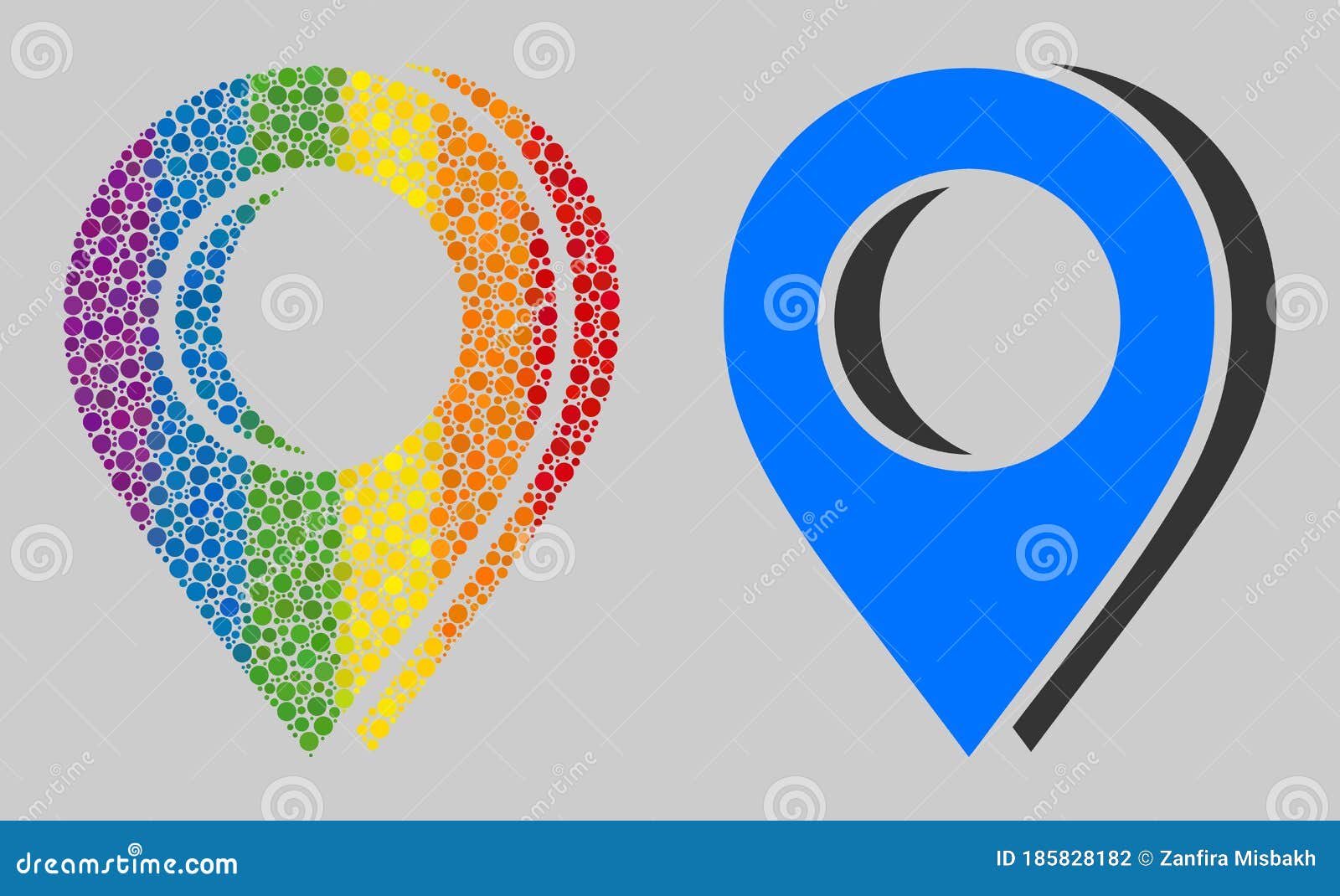 Spectrum Map Marker Shadow Composition Icon of Spheres Stock Vector ...