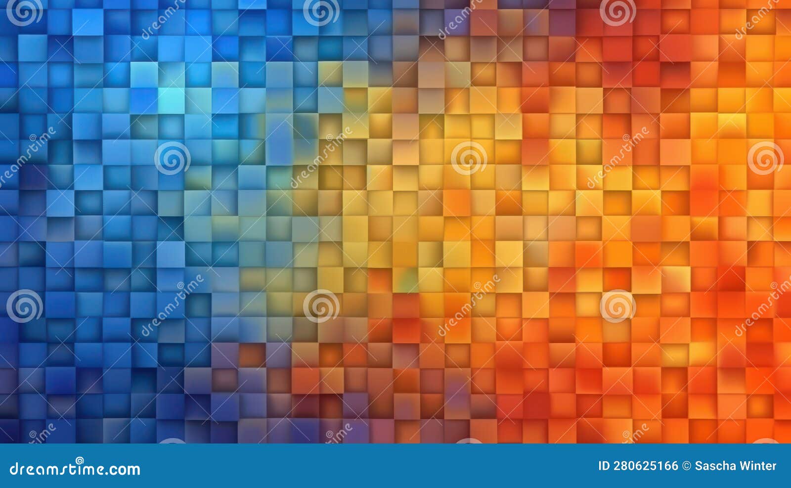 Spectrum Mosaic: Abstract Rectangular Background with Blue To Orange ...