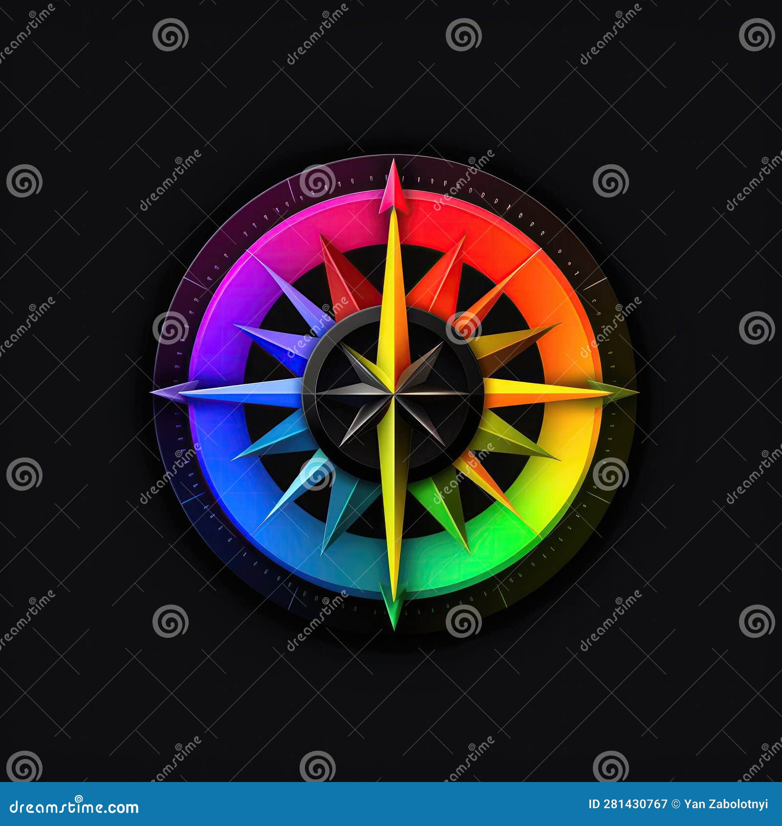 Spectrum Navigator a Compass Icon Featuring a Full Spectrum of Colors ...