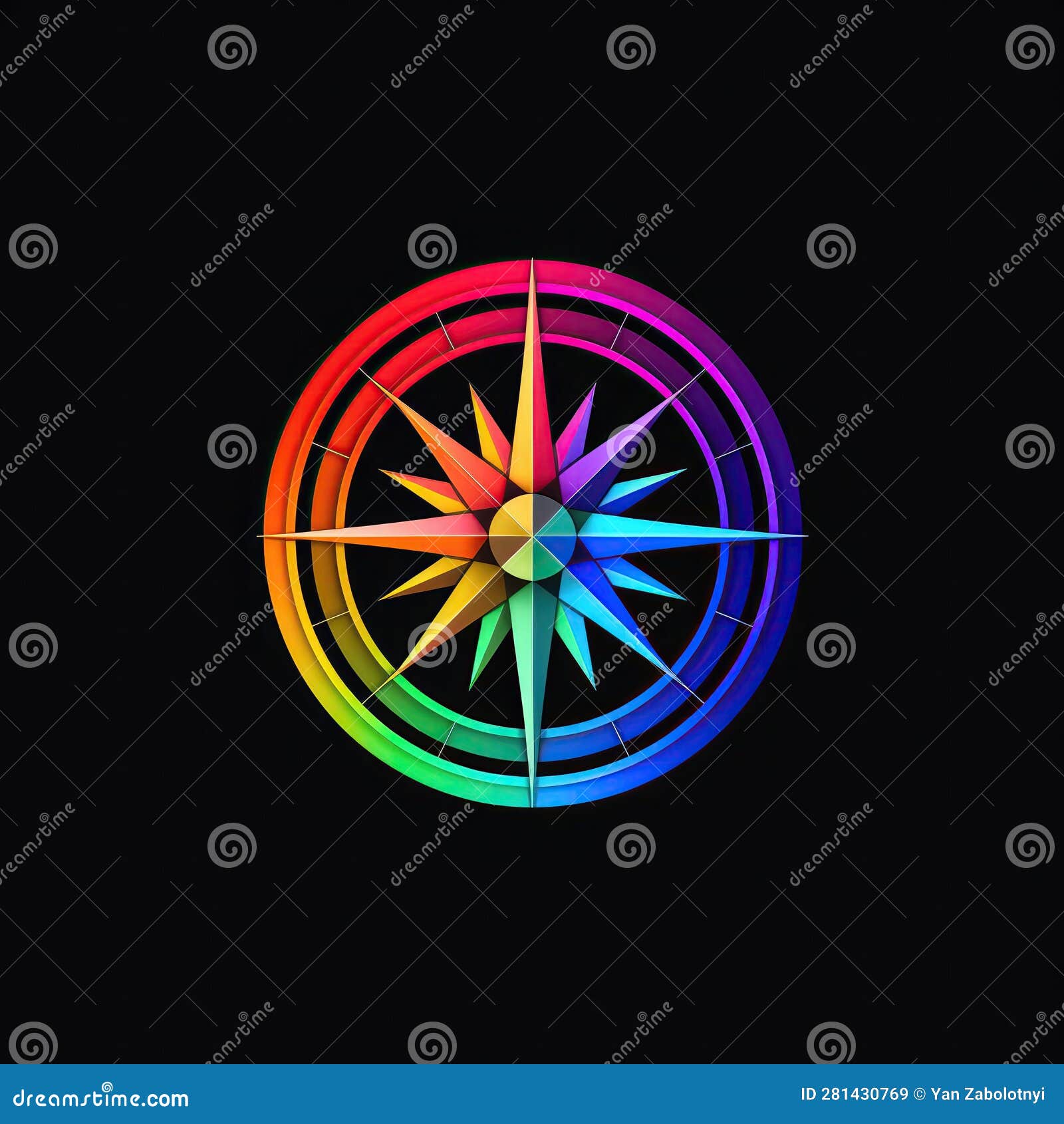 Spectrum Navigator a Compass Icon Featuring a Full Spectrum of Colors ...