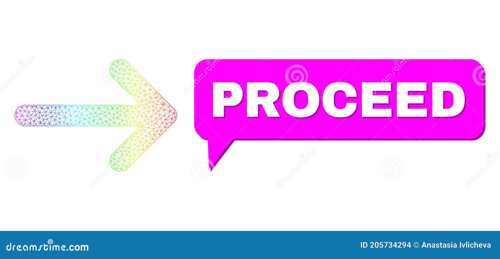 Spectrum Network Gradient Arrow Right Icon and Proceed Chat Frame with ...