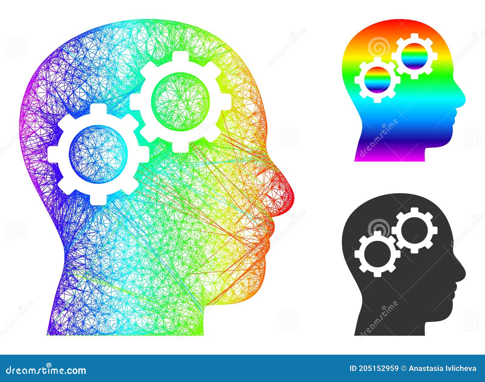 Spectrum Network Gradient Brain Gears Icon Stock Vector - Illustration ...