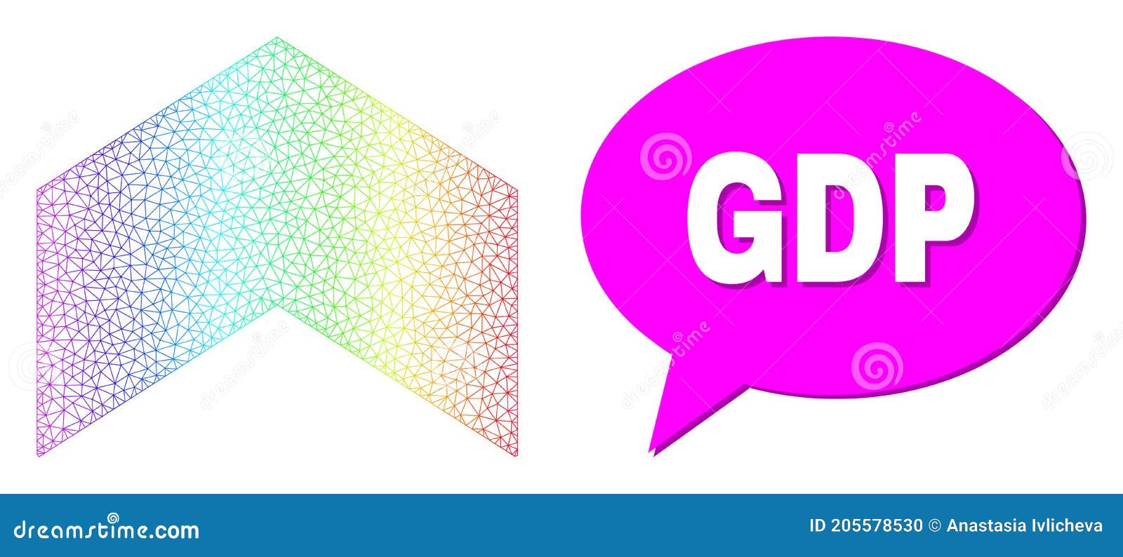 Spectrum Network Gradient Direction Up Icon and GDP Chat Cloud with ...