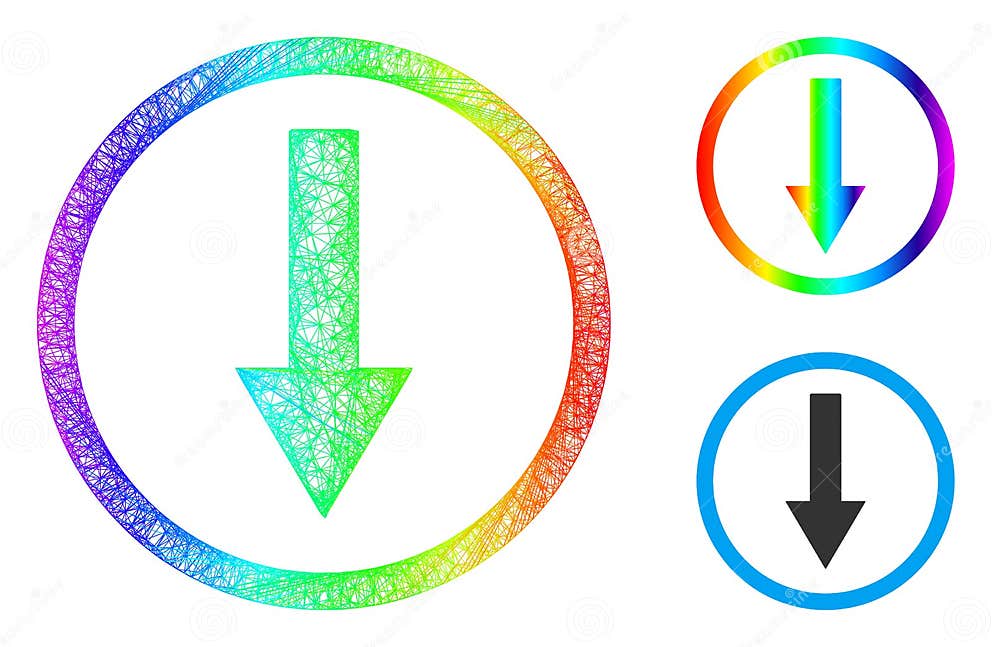 Spectrum Network Gradient Down Rounded Arrow Icon Stock Vector ...