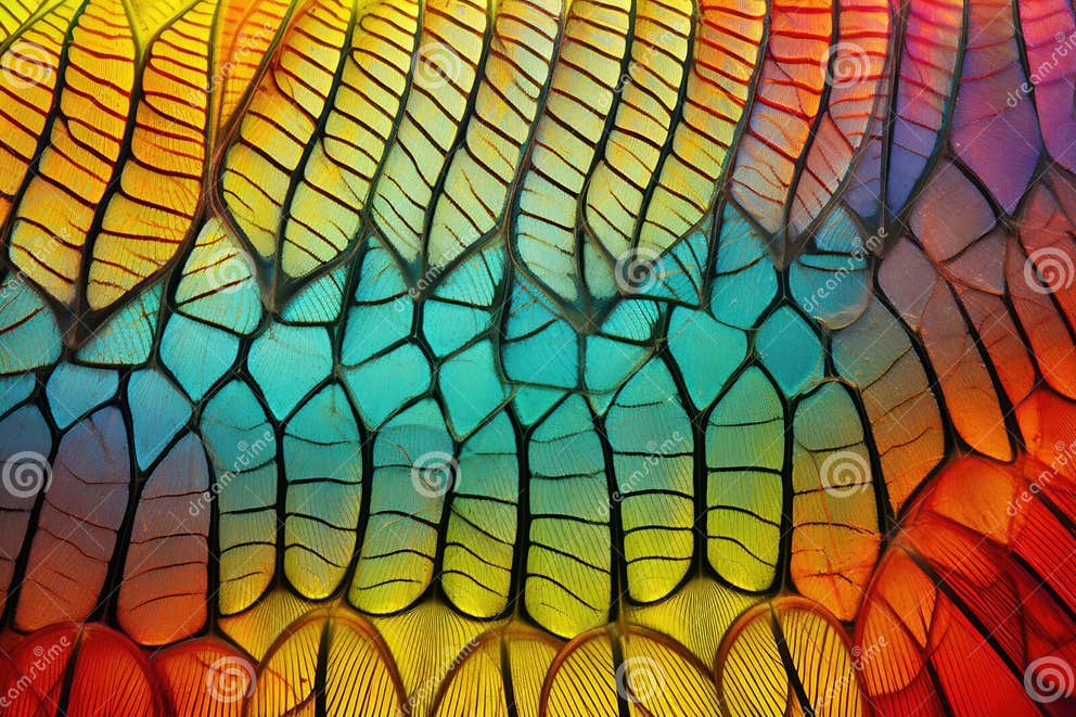 Spectrum Pattern on Butterfly Wing Magnified Stock Image - Image of ...