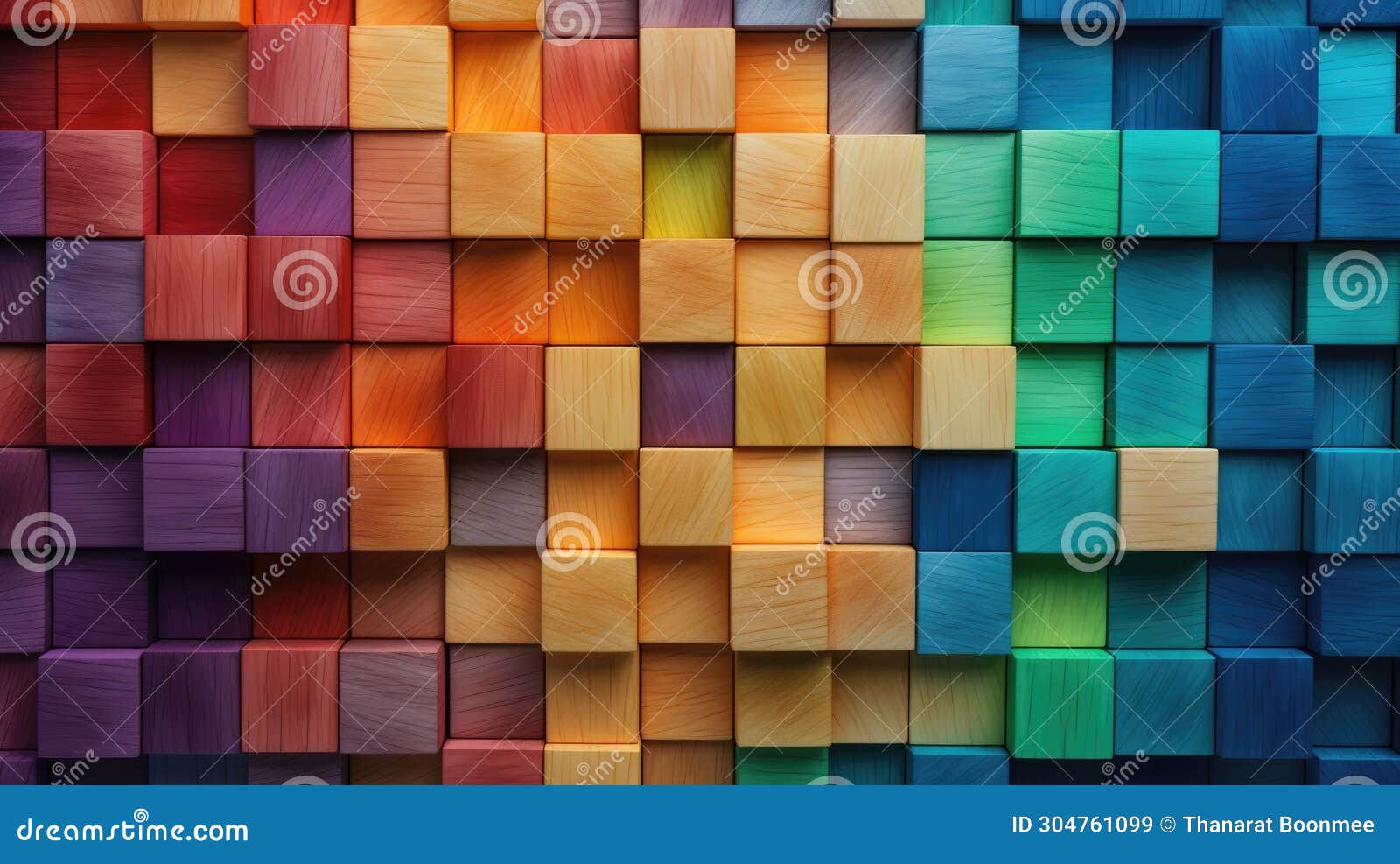 Spectrum of Stacked Multi-colored Wooden Blocks, Ai Generated Stock ...