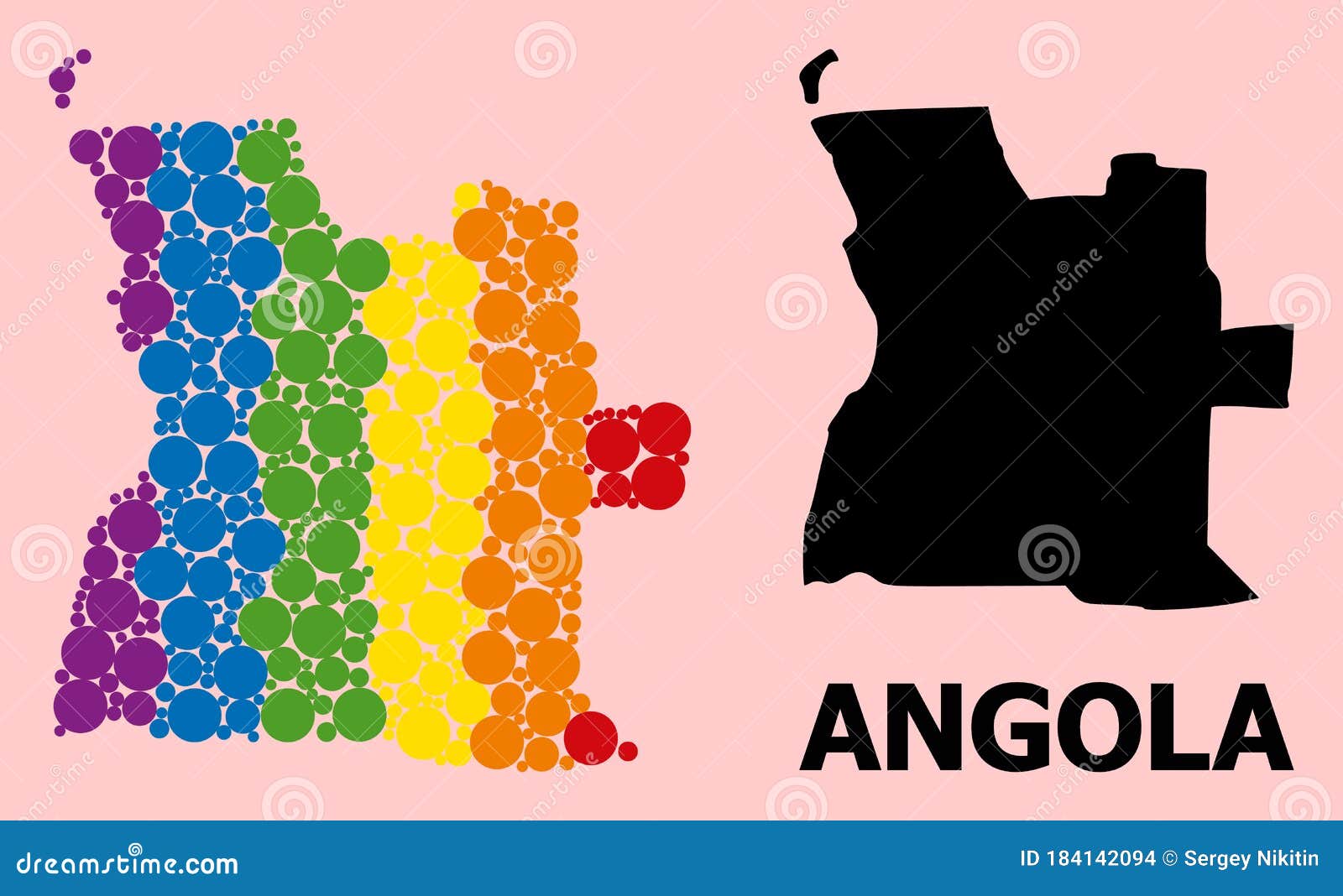 Rainbow Collage Map of Angola for LGBT Stock Vector - Illustration of ...