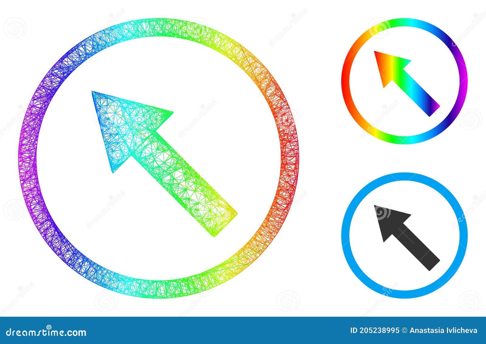 Spectrum Linear Gradient Up-Left Rounded Arrow Icon Stock Vector ...