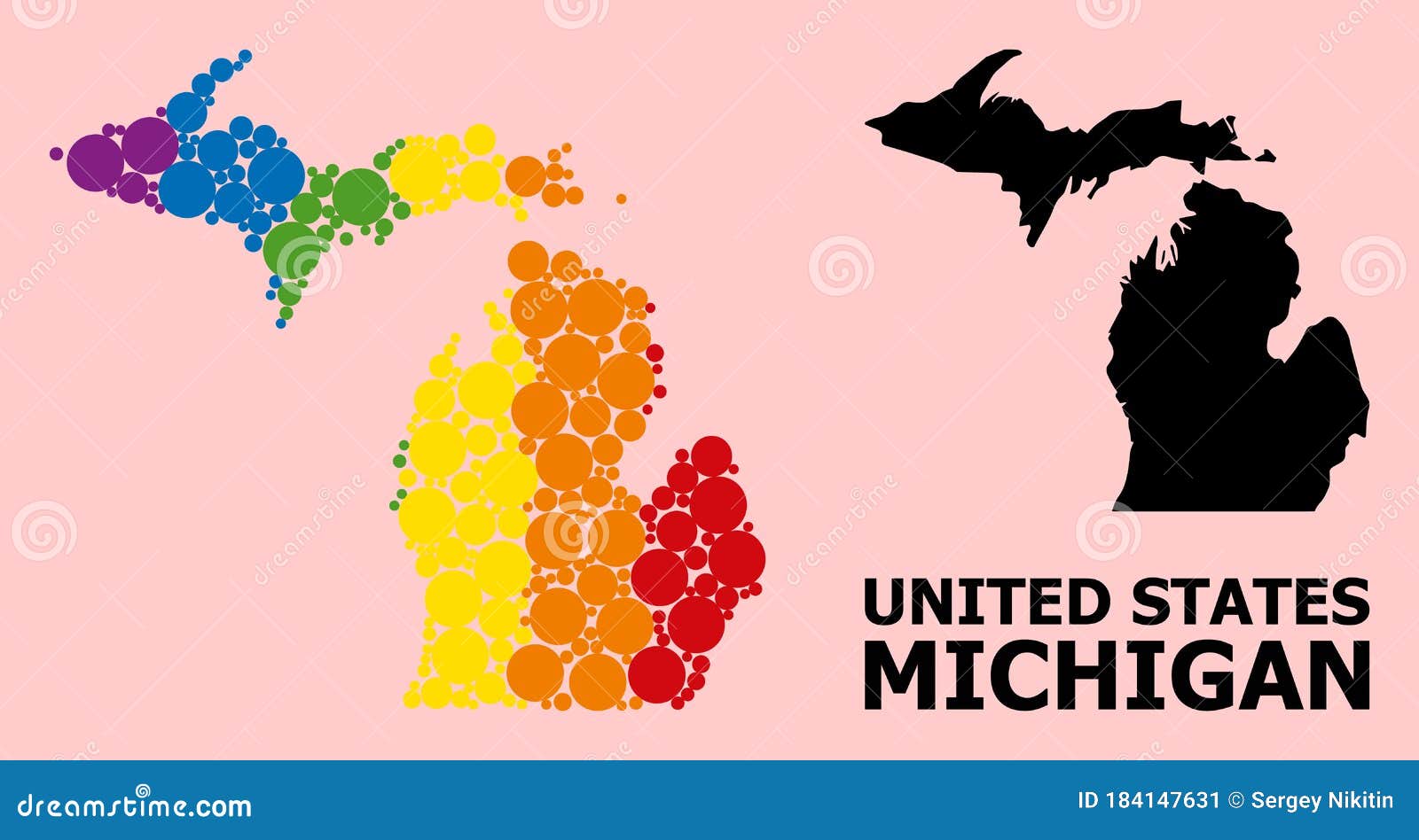 Rainbow Collage Map of Michigan State for LGBT Stock Vector ...