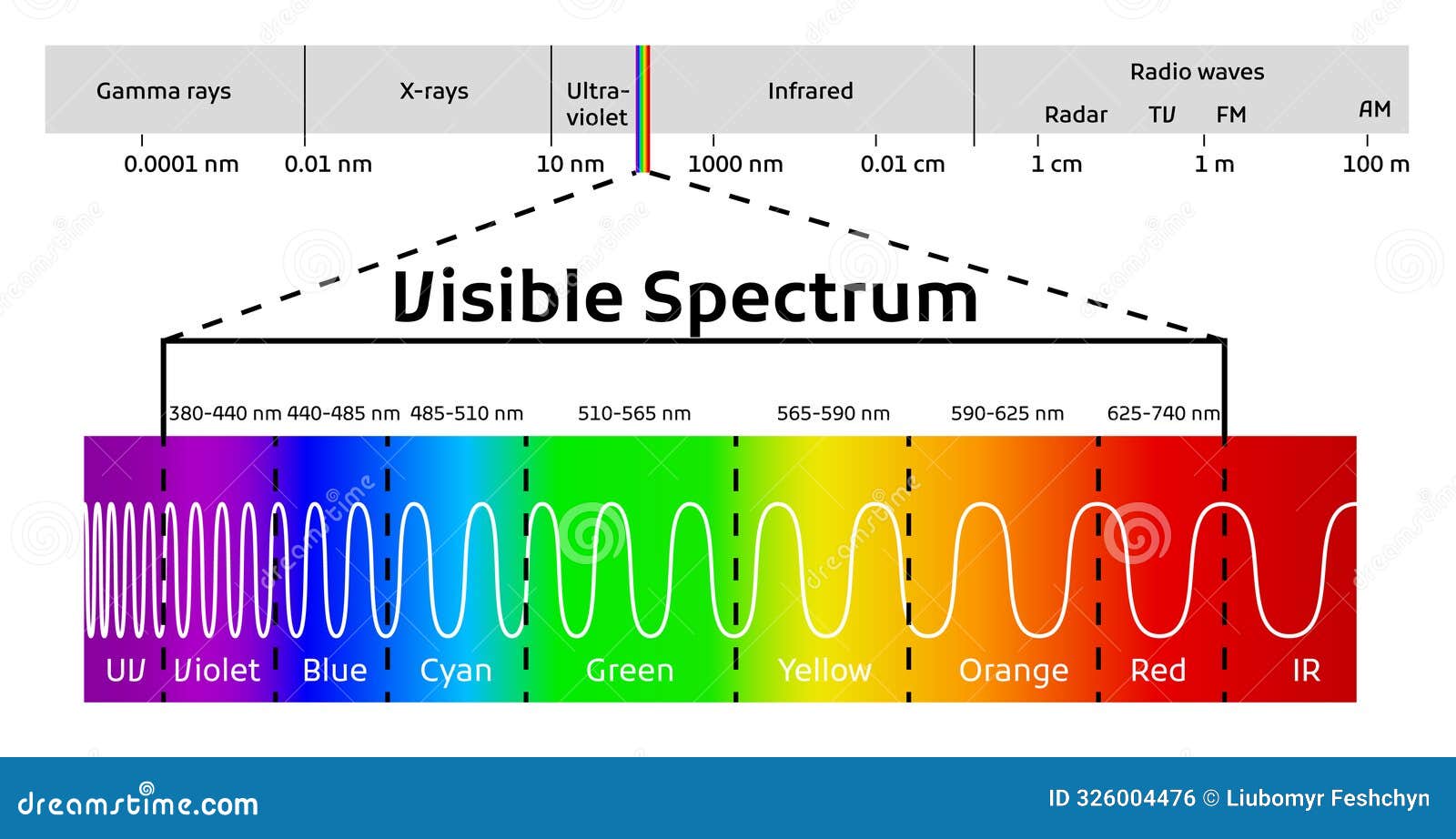 Spectrum Wavelength. Visible Spectrum Color Range. Educational Physics ...