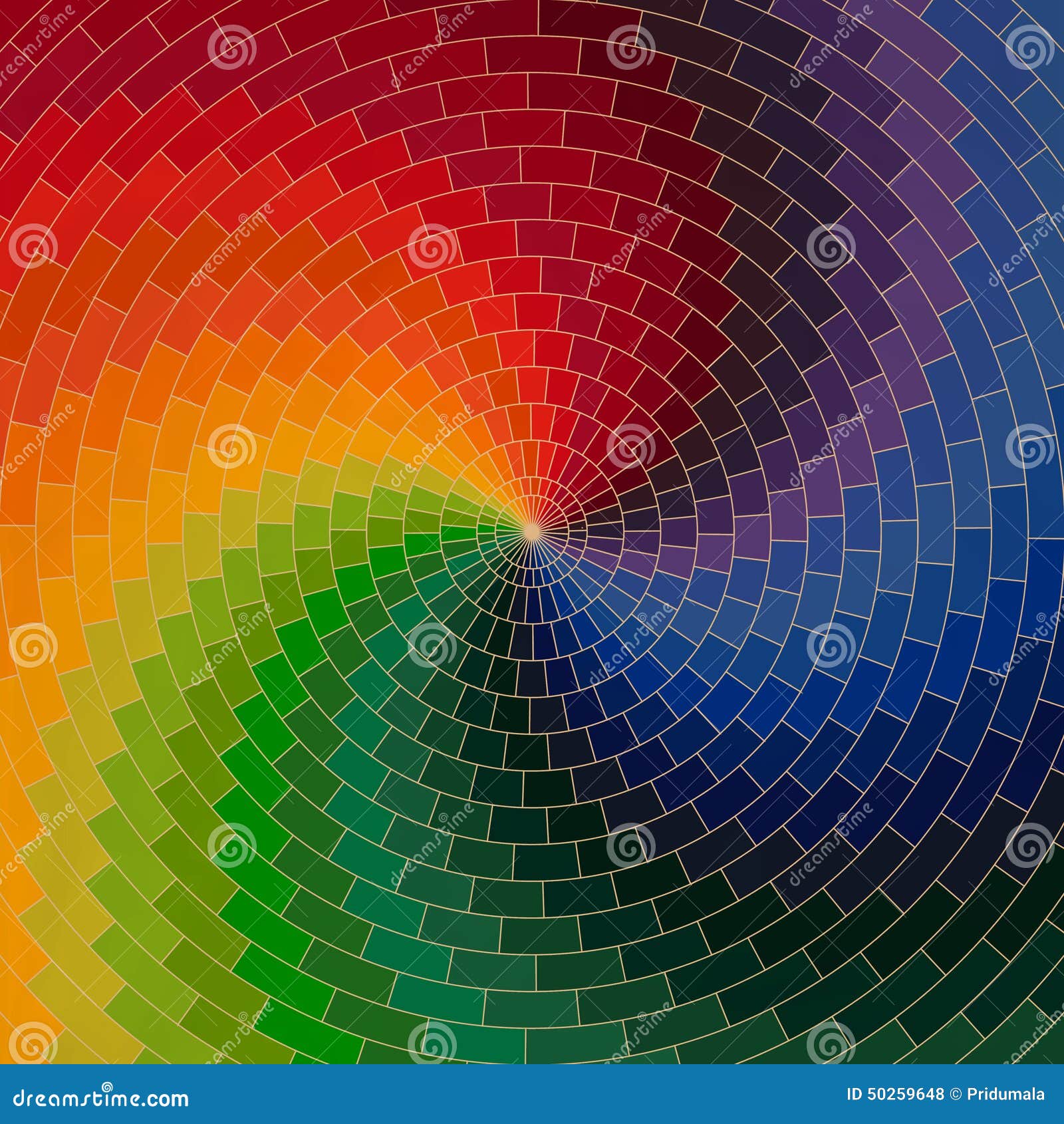 Spectrum Wheel Made of Bricks. Rainbow Color Spectrum Grunge Background ...