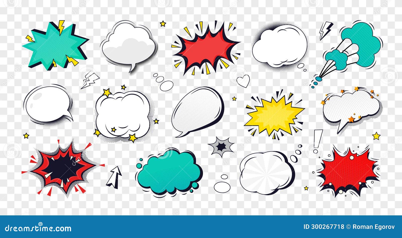 Speech Balloon. Comic Cloud for Comic Text, Arrow Elements, Retro Hand ...