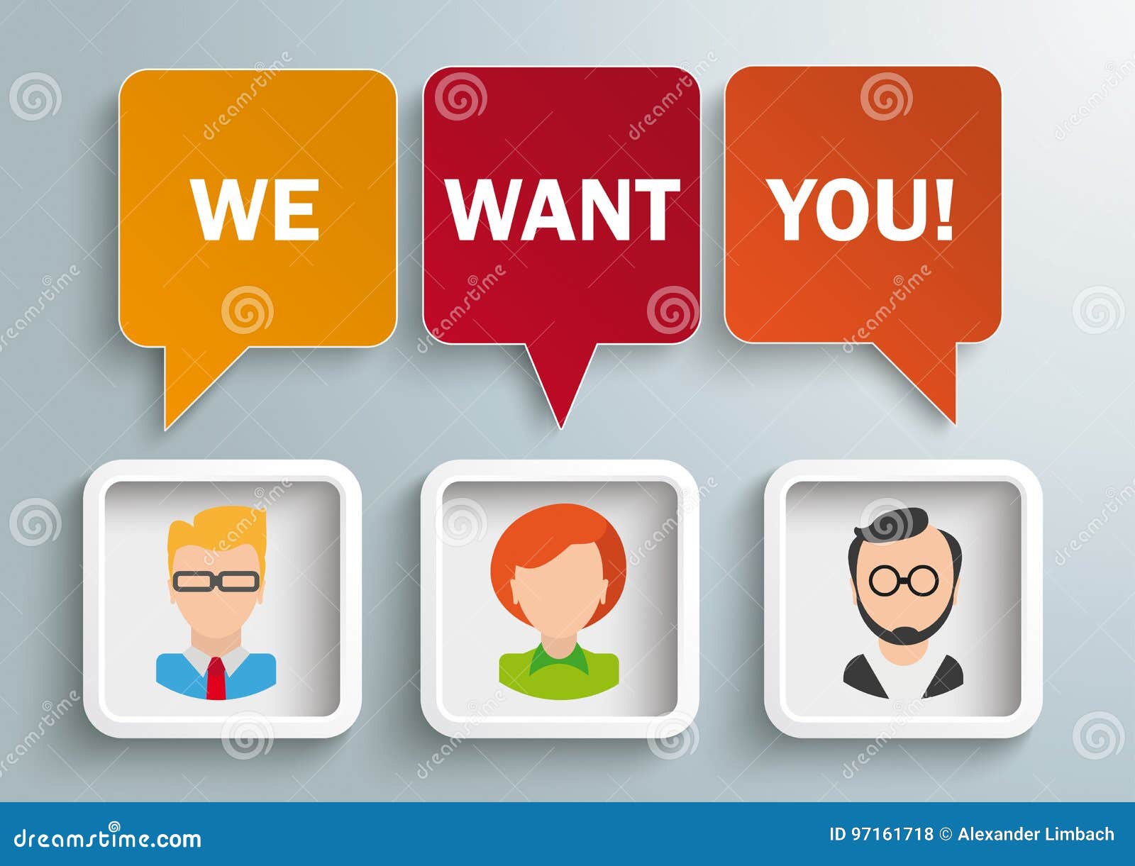 3 Speech Balloons Frames Humans we Want You Stock Vector - Illustration ...