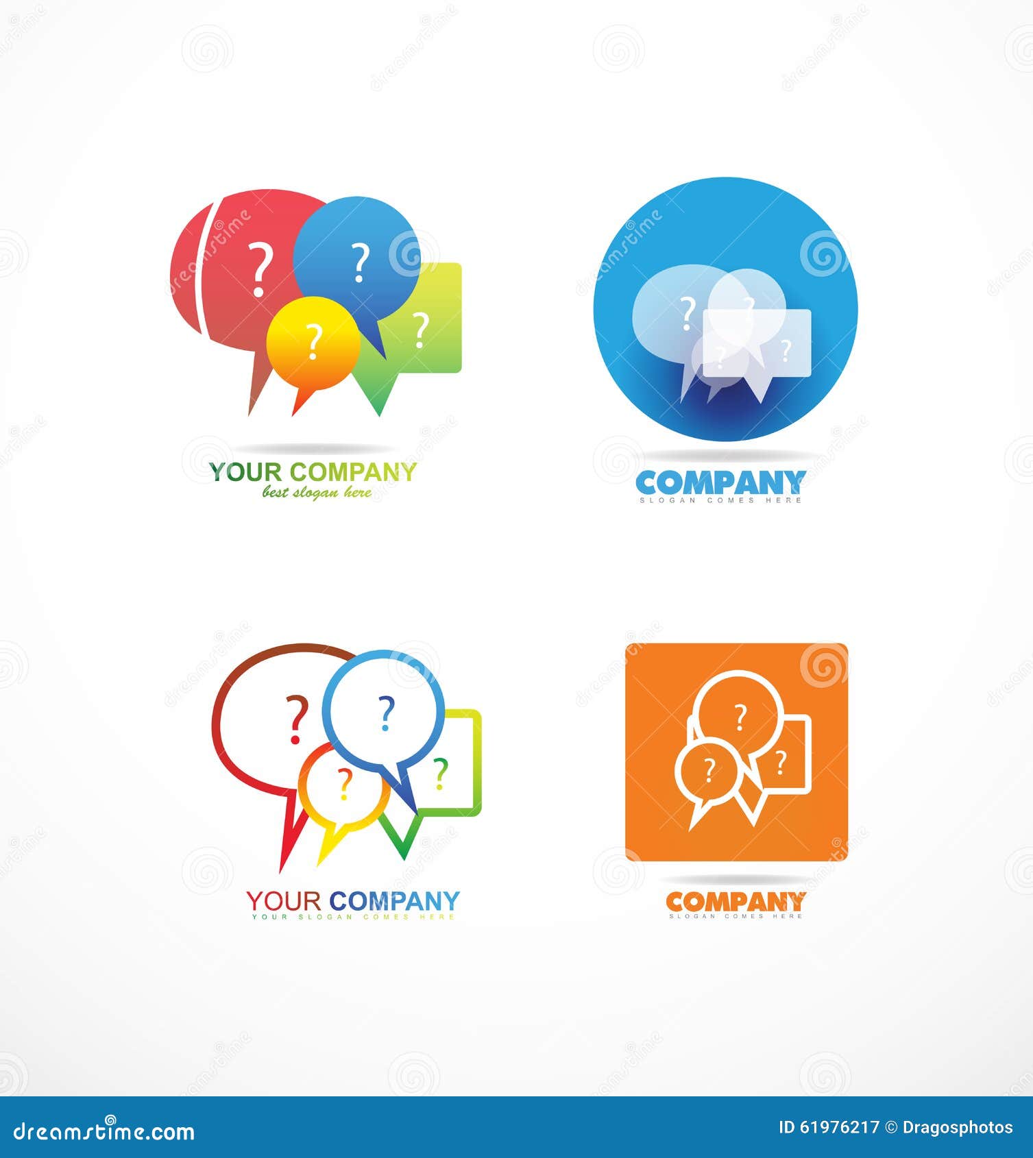 Speech Box Bubble Question Logo Icon Set Stock Vector - Illustration of ...