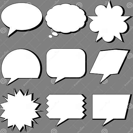 Set of Speech Bubbles, Cloud Text Boxes, Cartoon Thinking, Vector ...