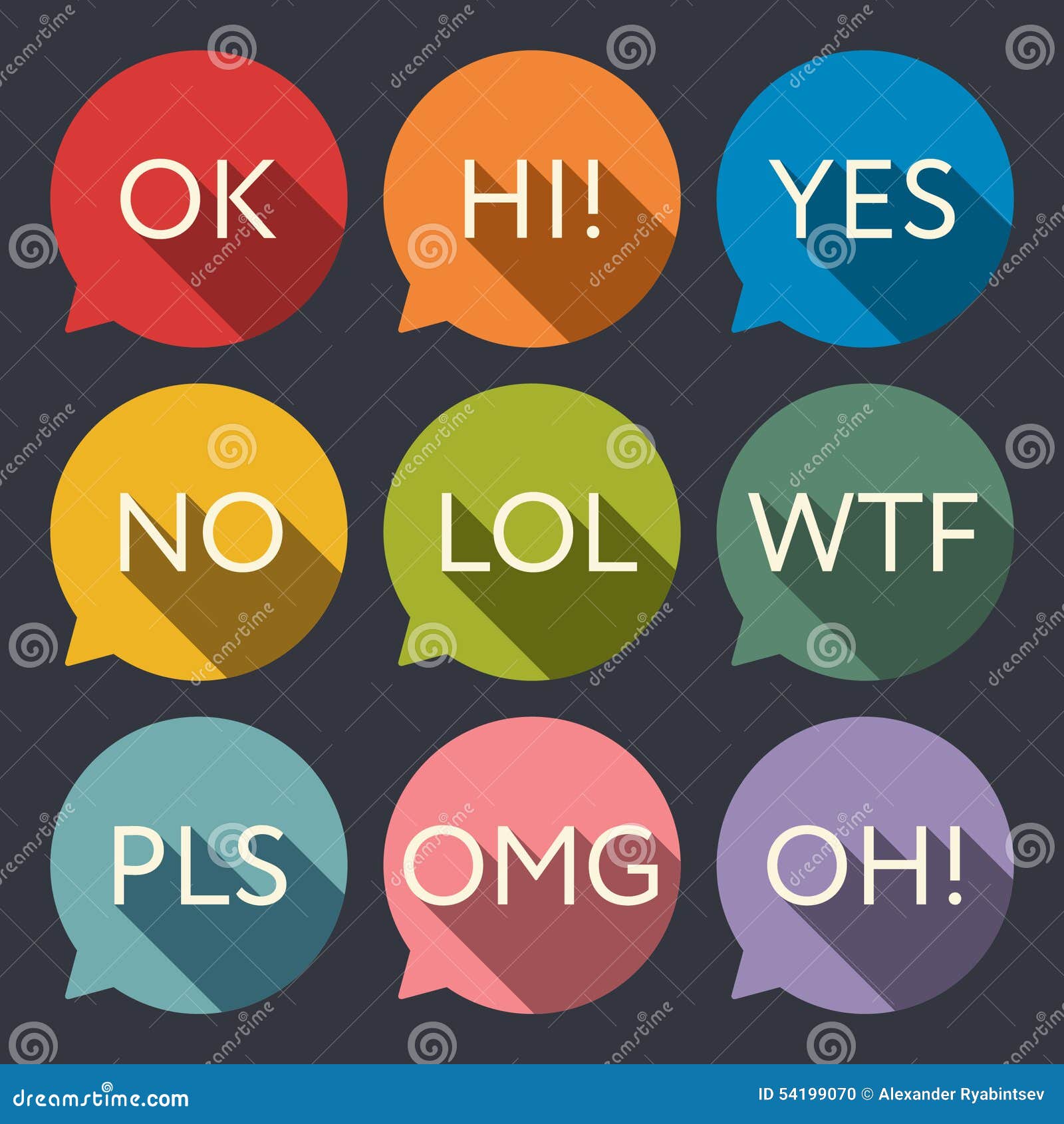 Speech Bubble with Acronyms Icon Set. Stock Vector - Illustration of ...