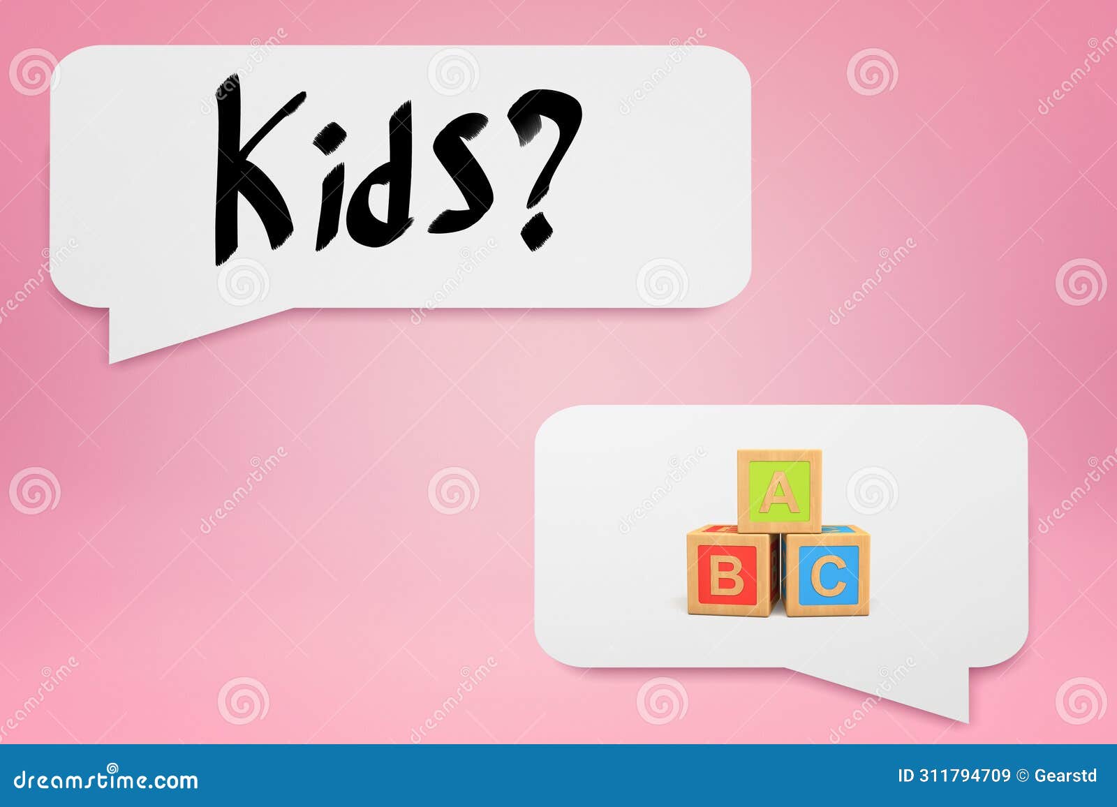 Speech Bubble Asking Kids with ABC Blocks Stock Illustration ...
