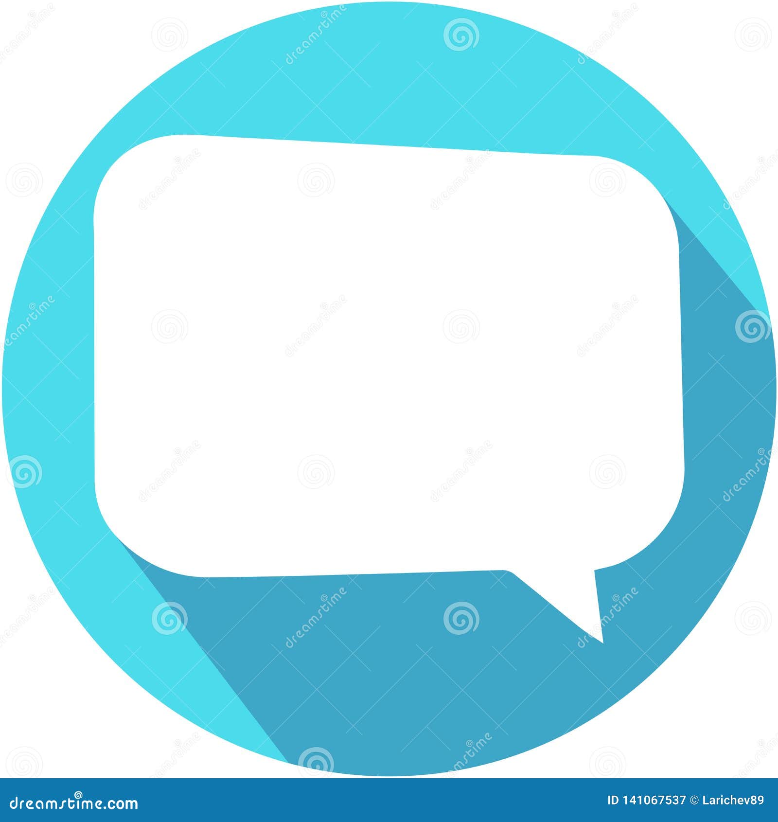 Speech Bubble Blue Vector Icon with Long Shadow. Flat Design Style ...