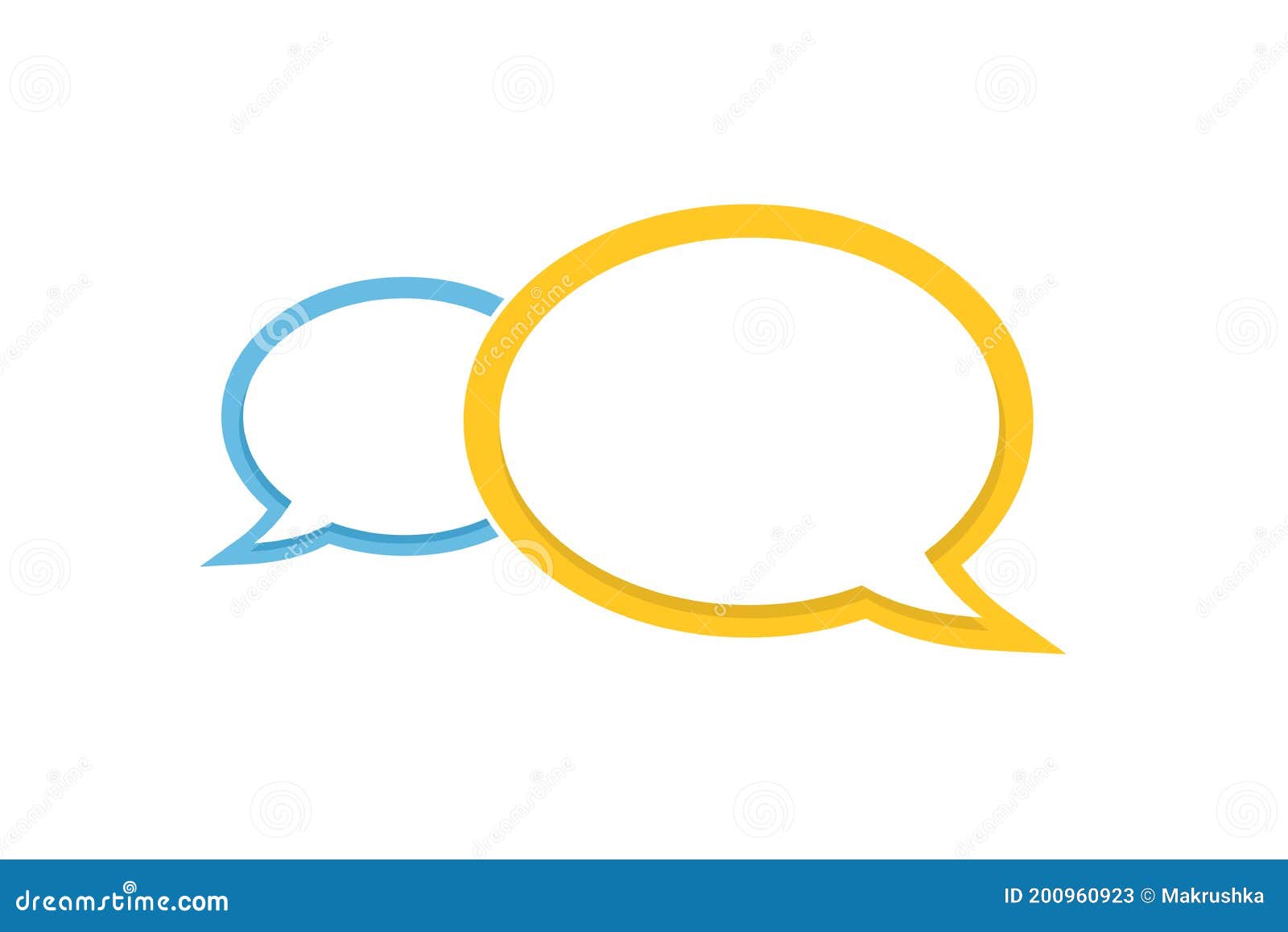 Speech Bubble in Blue and Yellow. Dialog Message Conversation. Baloon ...