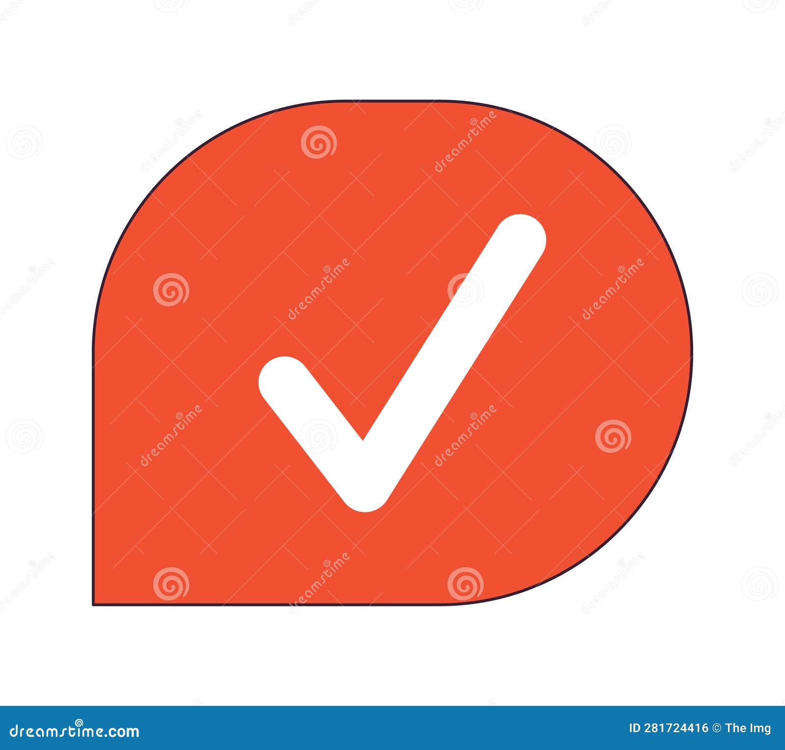 Speech Bubble with Check Mark Flat Line Color Isolated Vector Icon ...