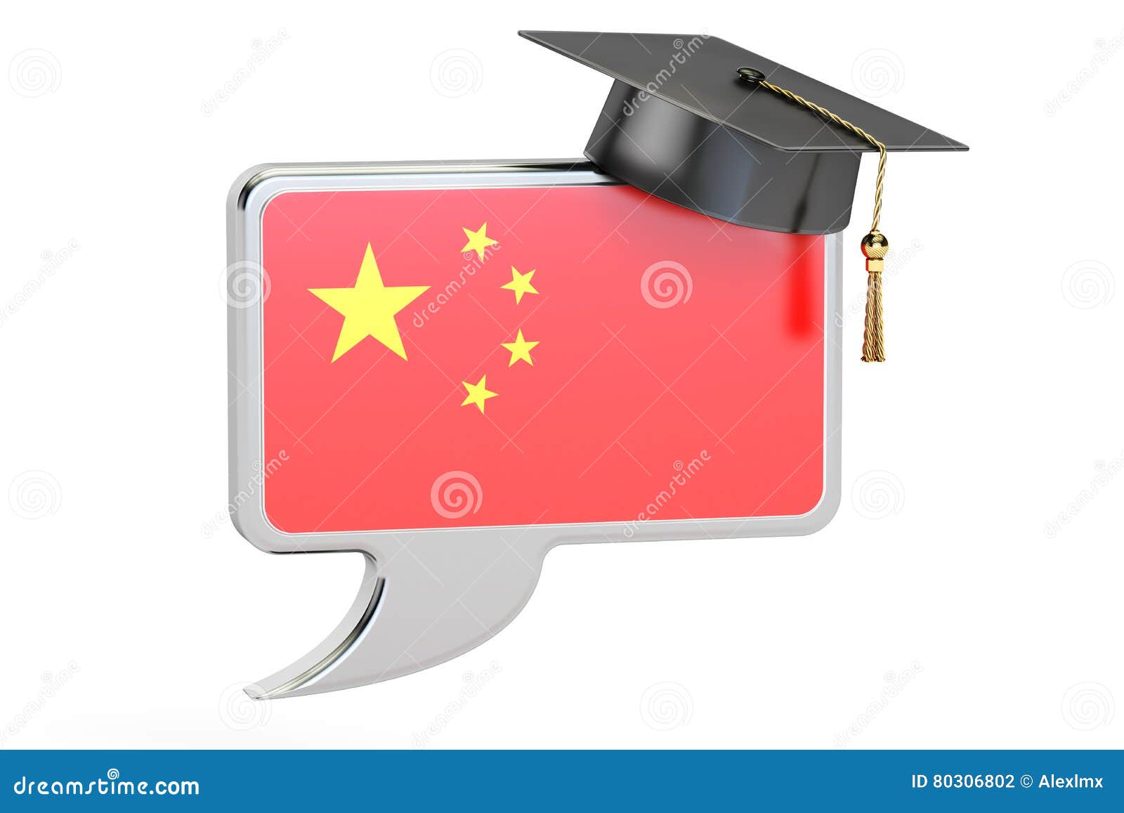 Speech Bubble with Chinese Flag, Learning Concept. 3D Rendering Stock ...
