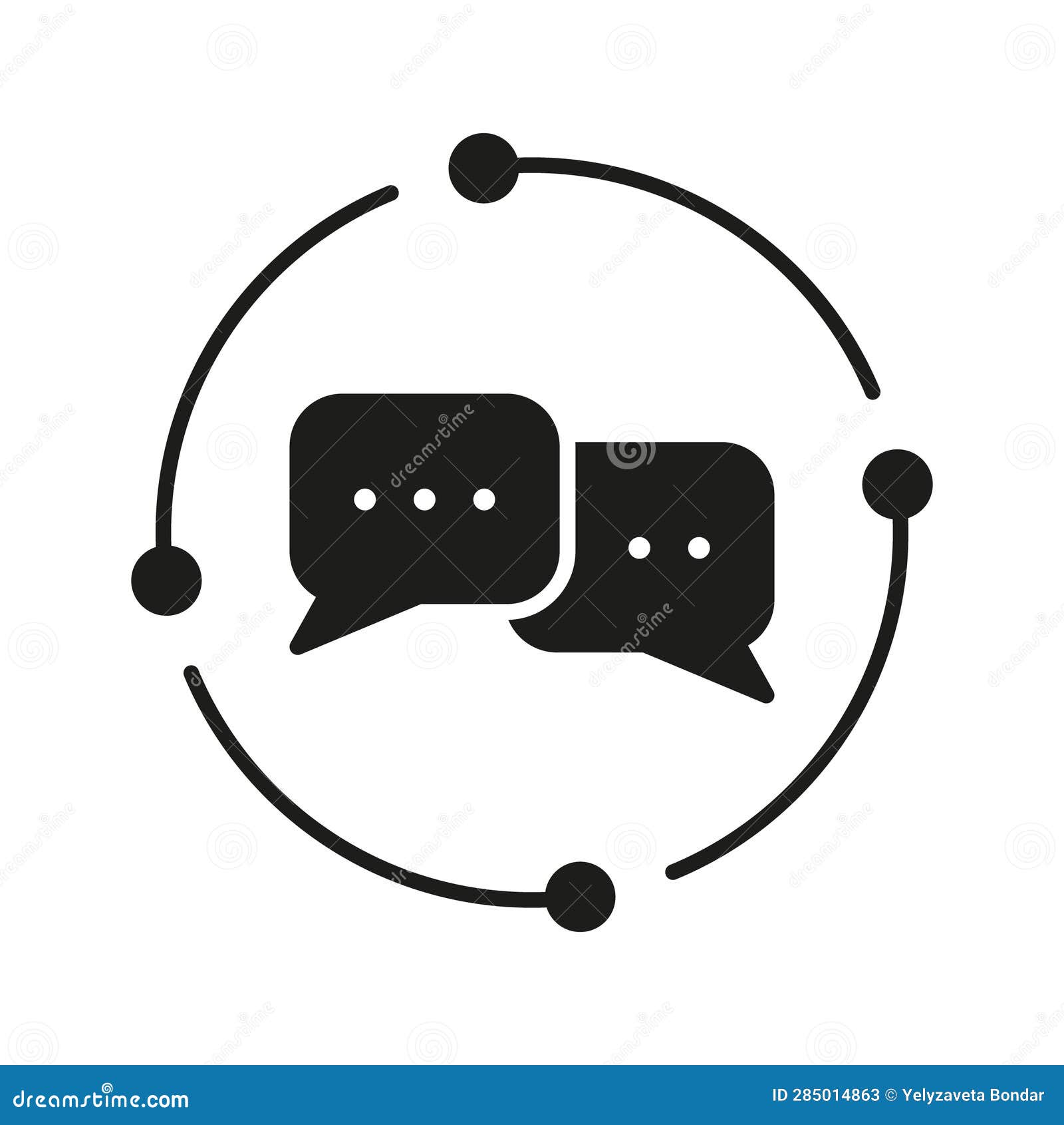 Speech Bubble in Circle Silhouette Icon. Conversation, Talk ...