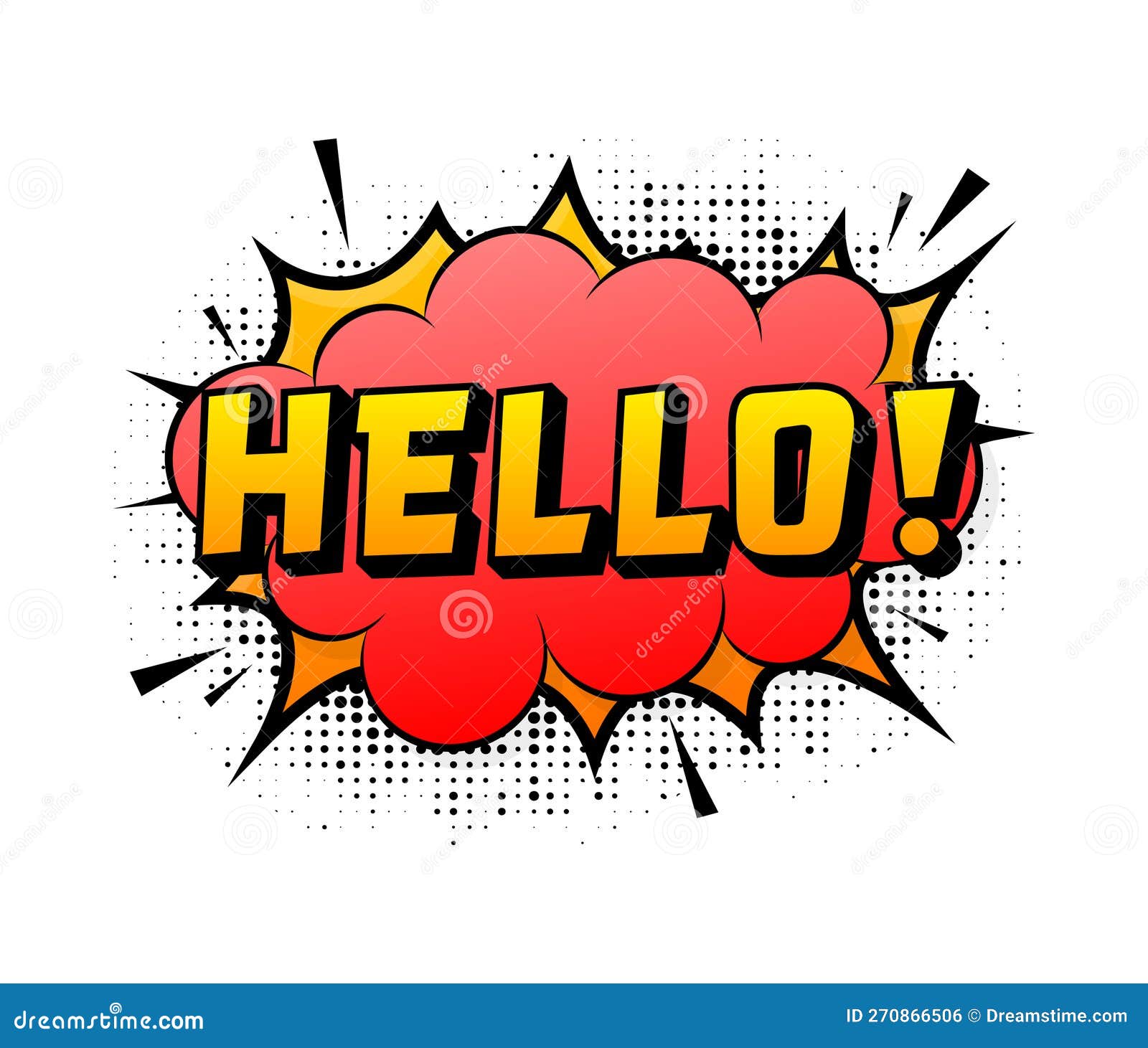 Speech Bubble for Comic Text Hello. Cartoon Comic Sign. Effects ...