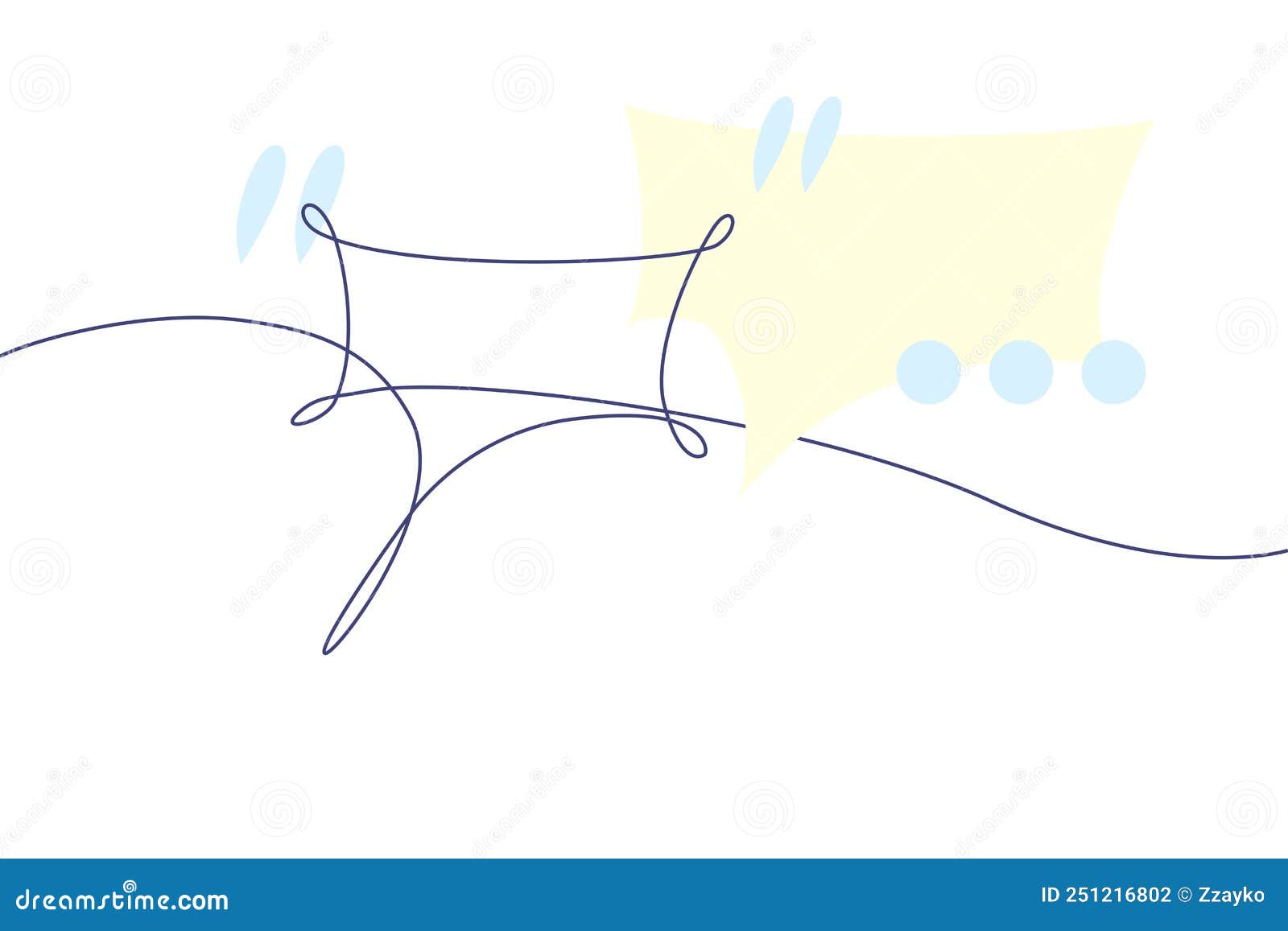 Speech Bubble Continuous Line Drawingwith Color Shapes. Black Isolated ...