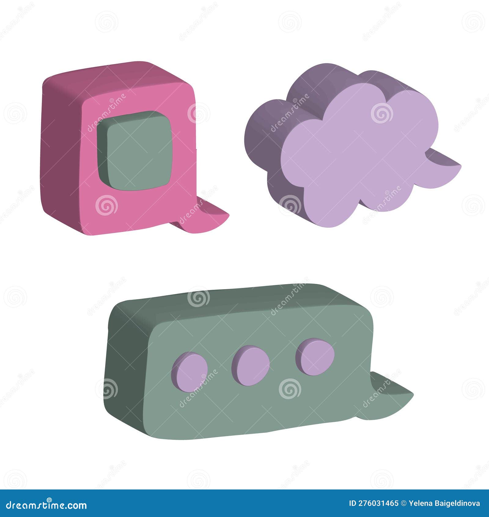 Speech Bubble 3d. Talking Clouds for Chat and Messages. Dialog Icon Set on Isolated Background ...