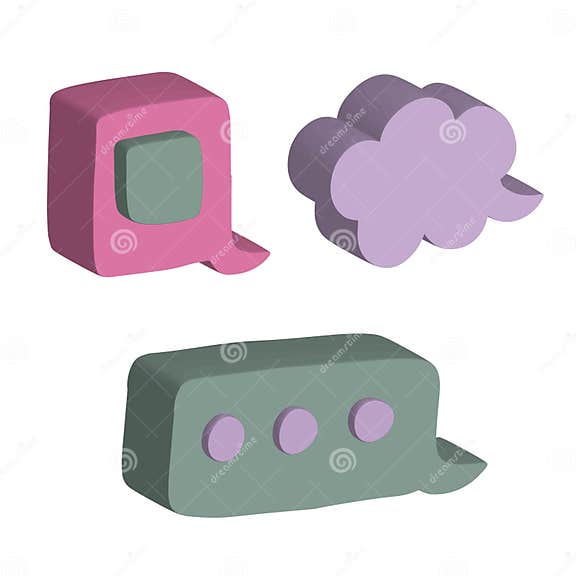 Speech Bubble 3d. Talking Clouds for Chat and Messages. Dialog Icon Set on Isolated Background ...