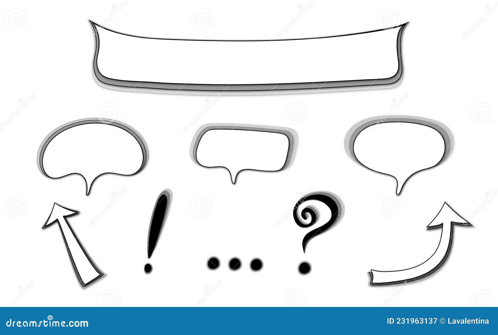 Speech Bubble Doodle, Arrows and Punctuation Marks. Stock Vector ...