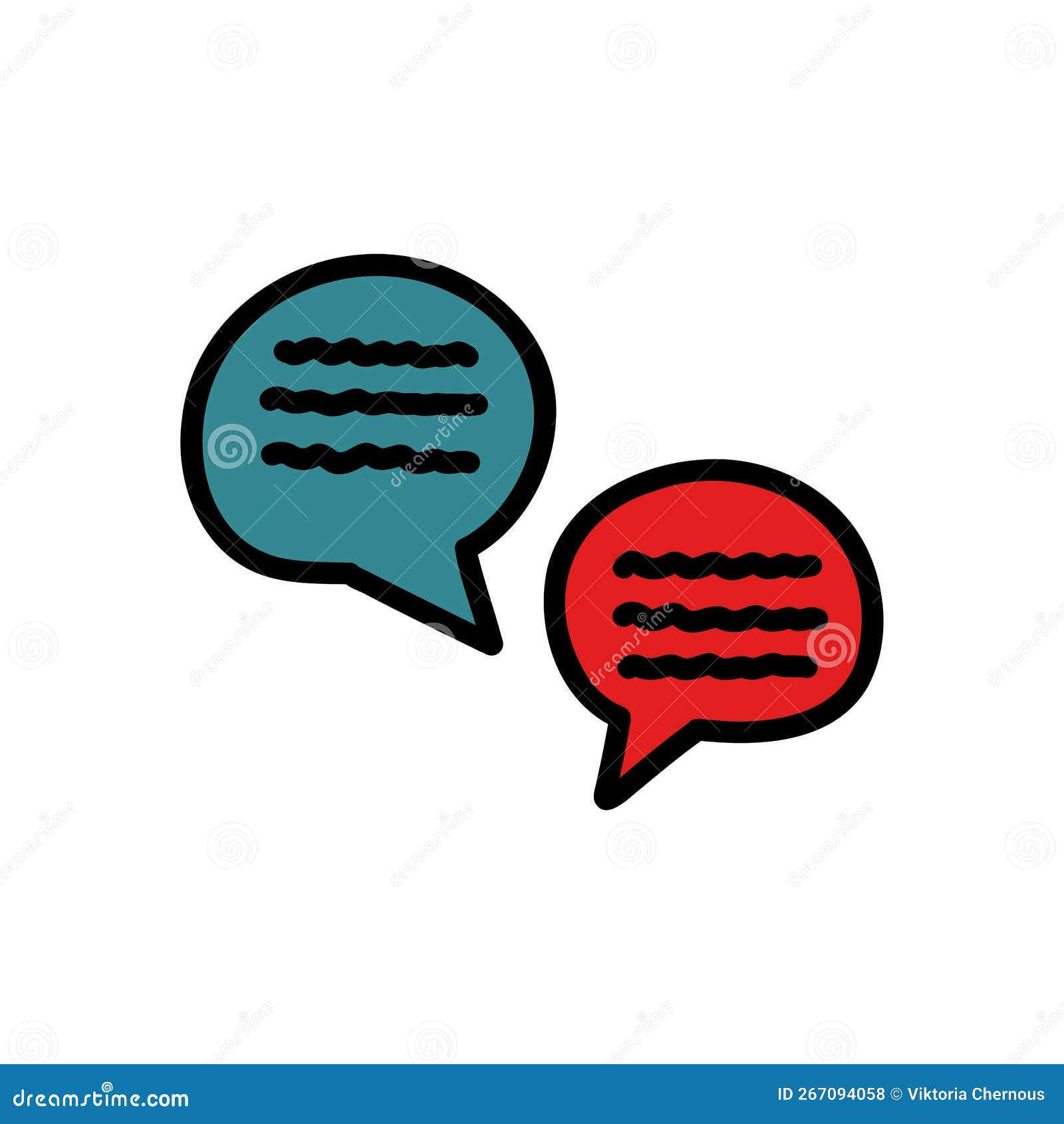 Speech Bubble Doodle Icon, Vector Color Line Illustration Stock Vector - Illustration of cloud ...