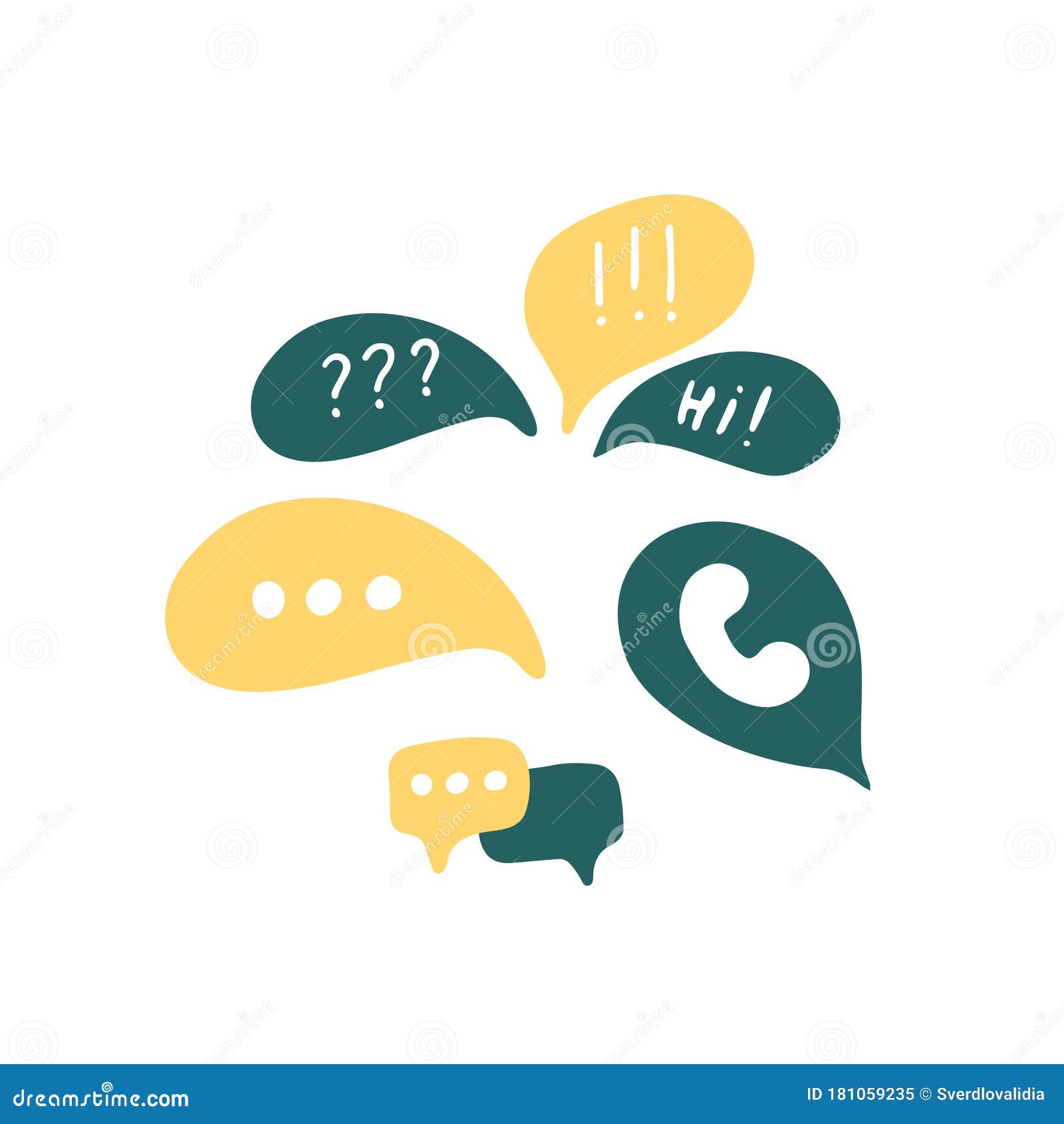 Speech Bubble Doodle Set. Hand Drawn Sketch Chat Bubbles Icon Isolated ...