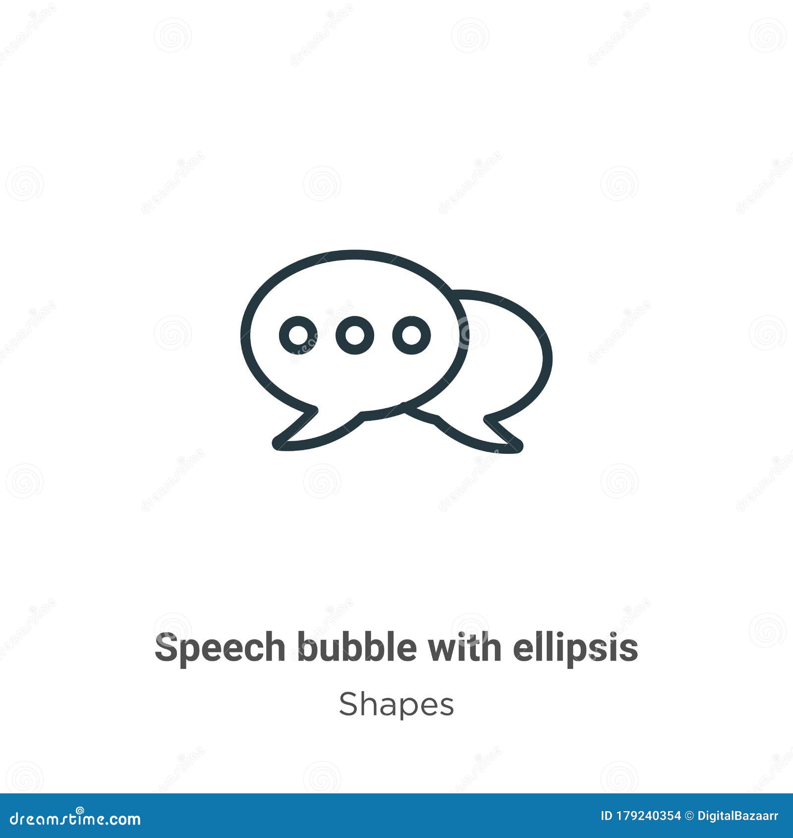 Speech Bubble with Ellipsis Outline Vector Icon. Thin Line Black Speech ...