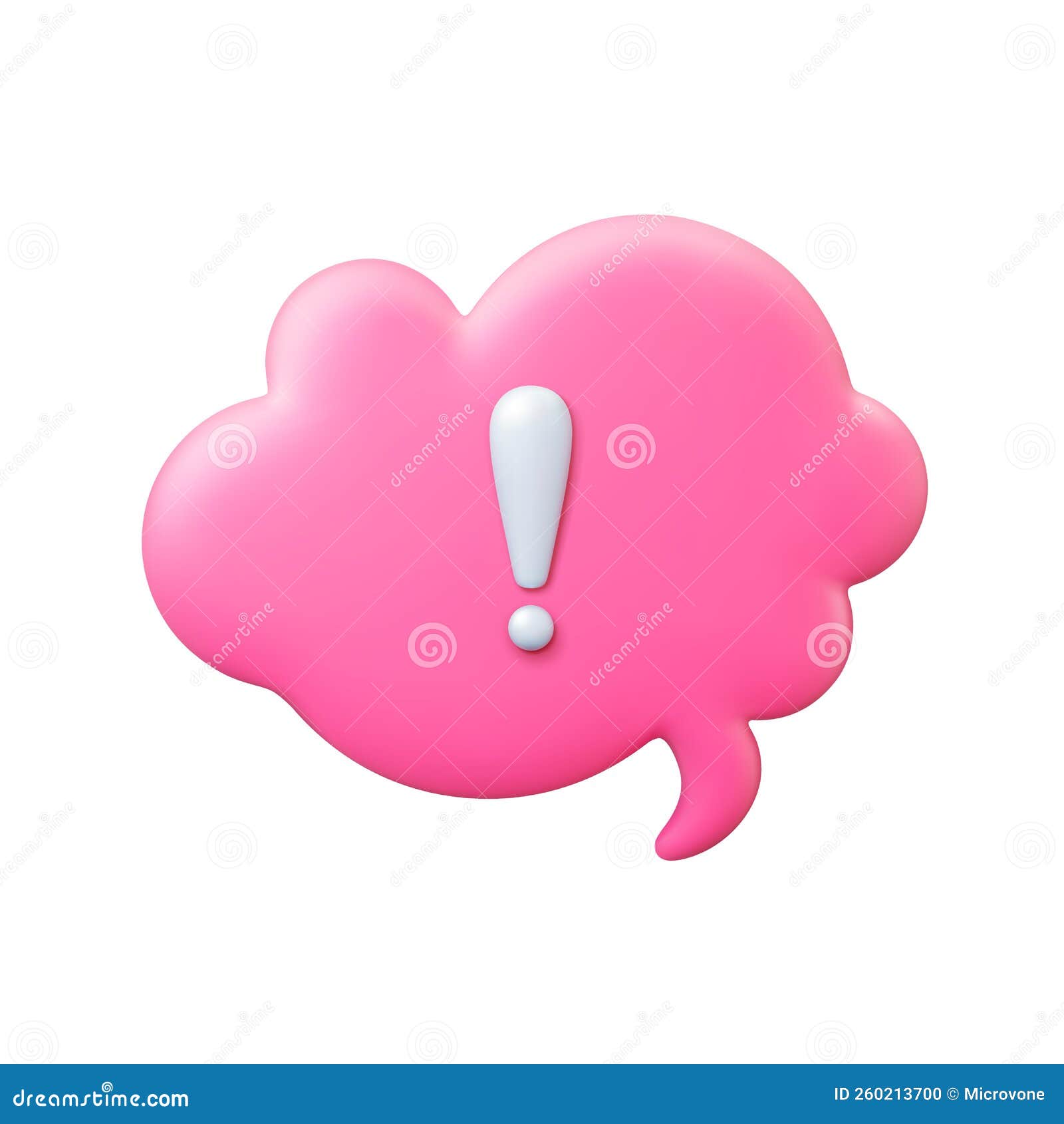Speech Bubble with Exclamation Mark, 3d Vector Icon. Thinking Balloon ...