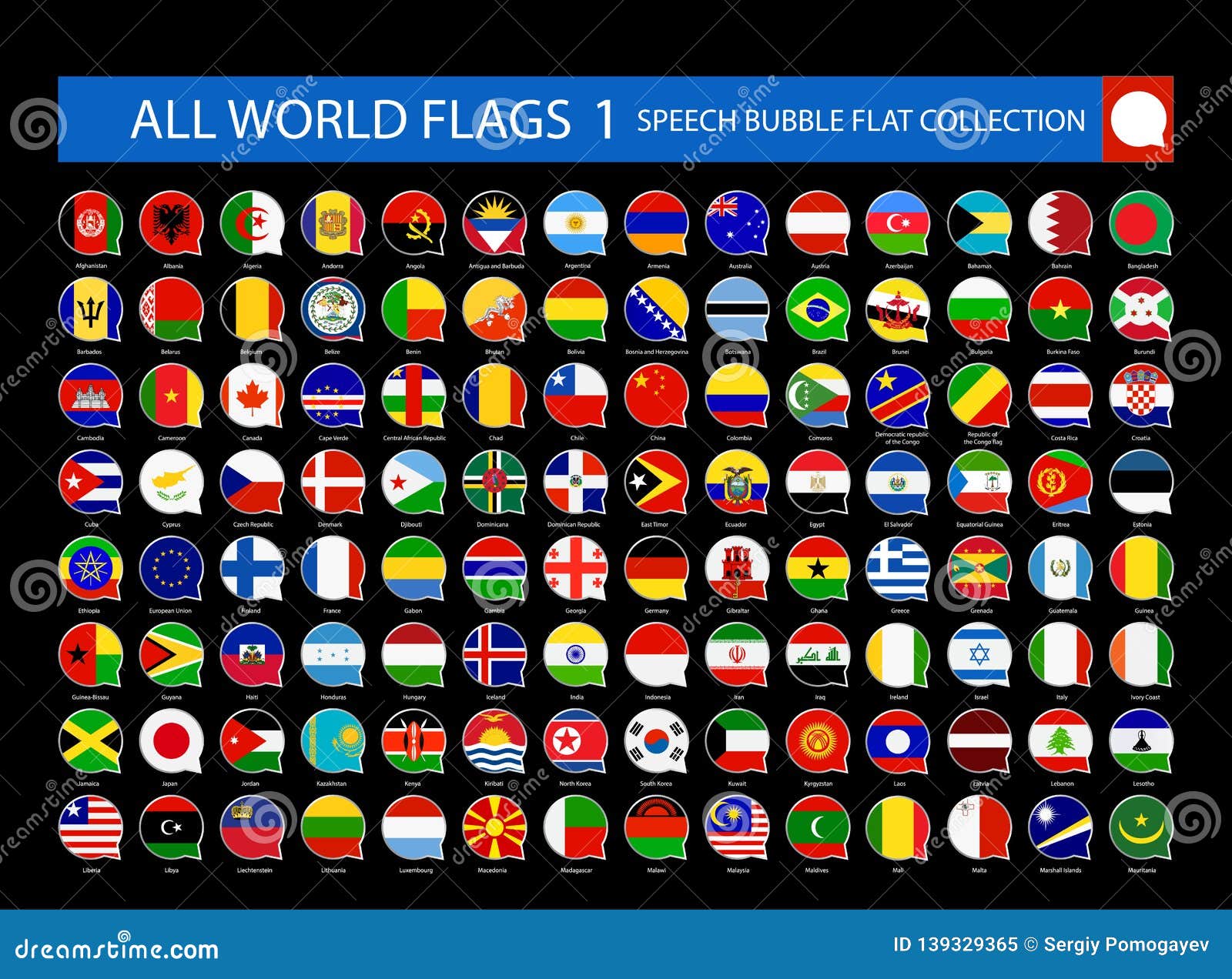 Speech Bubble Flat Flags Collection. Part 1 Stock Illustration ...