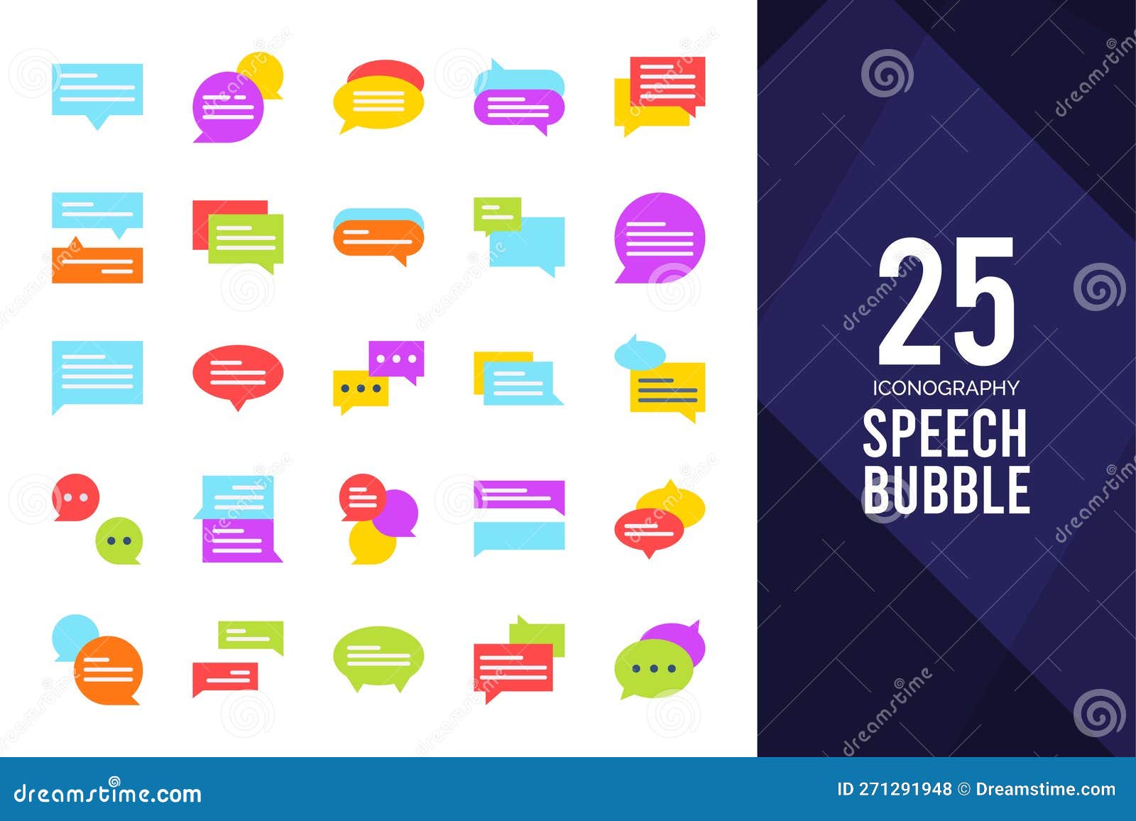 25 Speech Bubble Flat Icon Pack. Vector Illustration Stock Vector ...