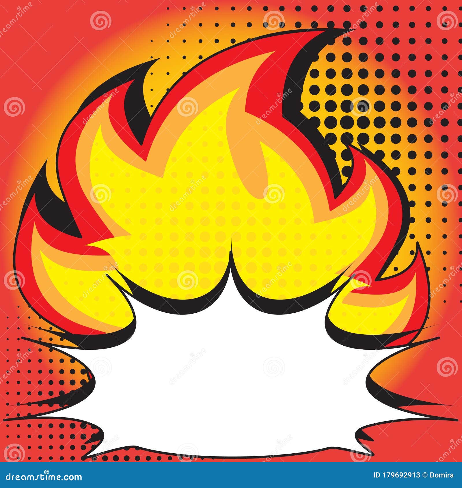 Speech Bubble in Form of Fire or Burning Flame. Pop Art Cloud Stock ...