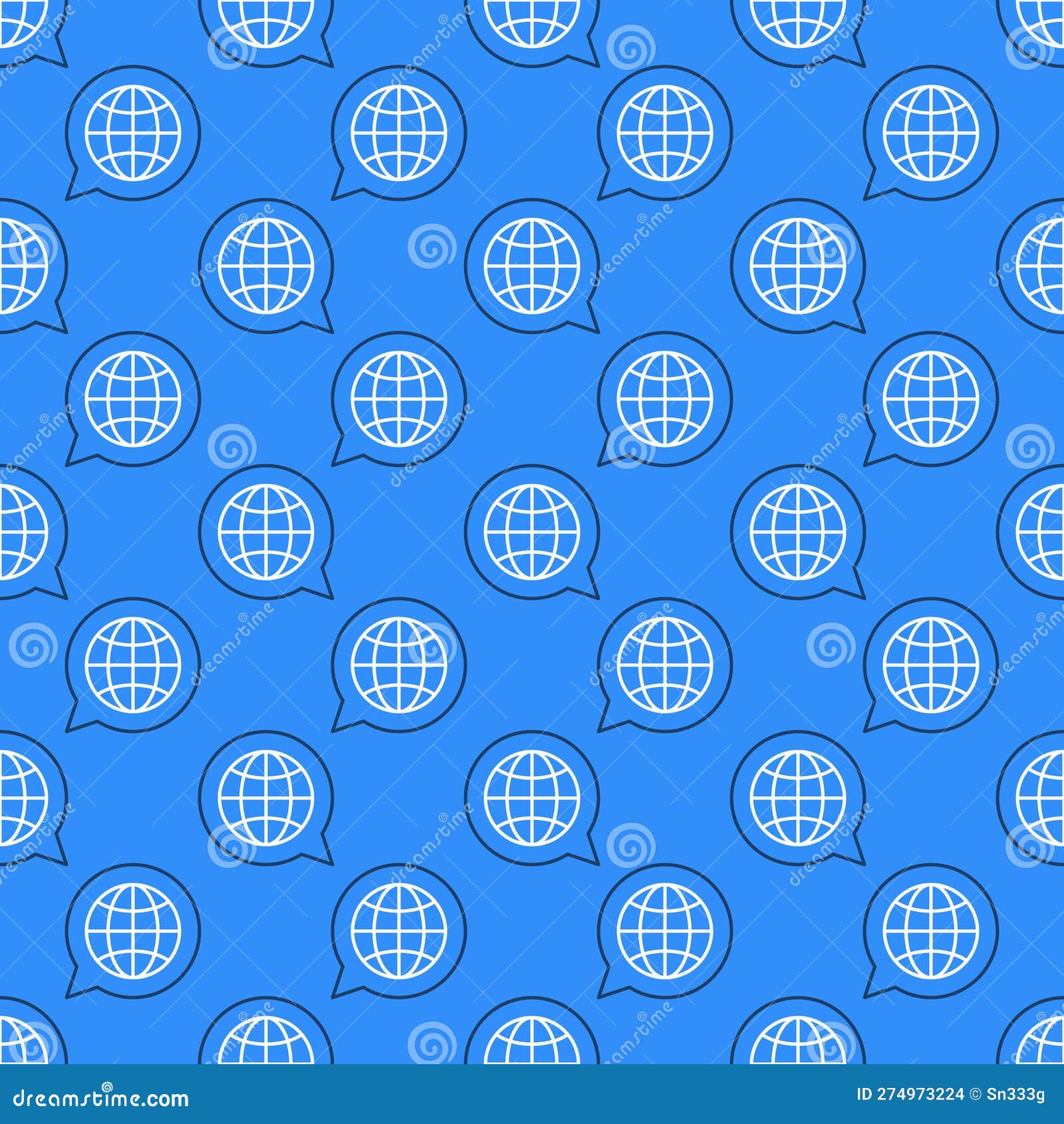 Speech Bubble with Globe Vector Blue Line Seamless Pattern Stock Illustration - Illustration of ...