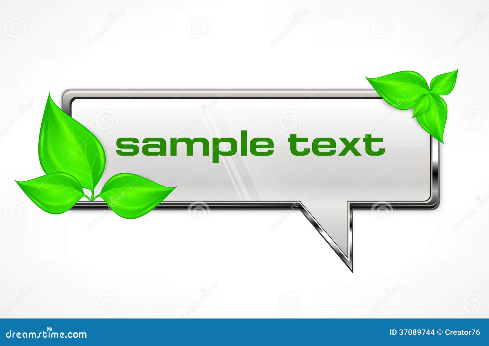 Speech Bubble with Green Leaves Stock Vector - Illustration of chat ...