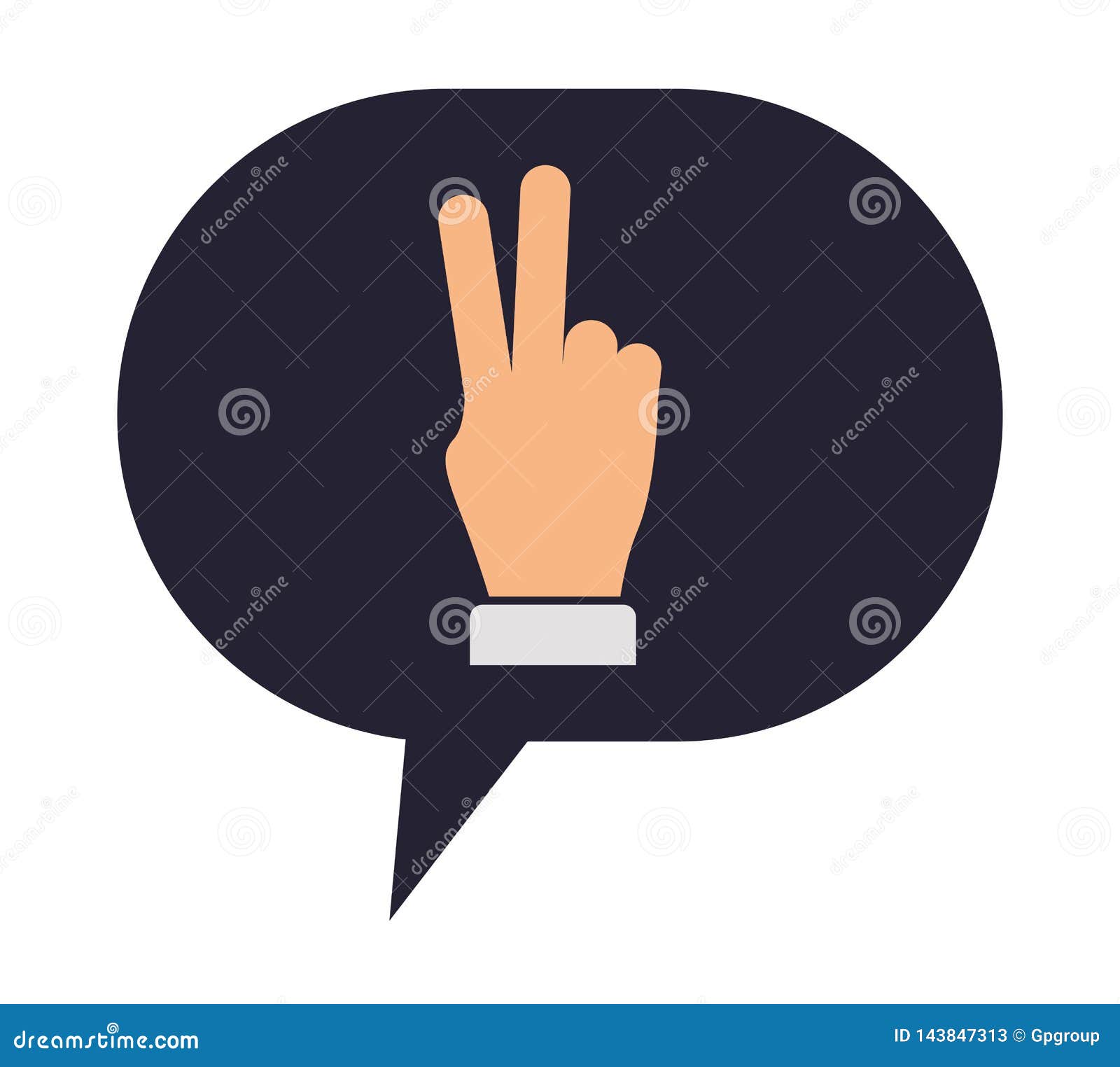 Speech Bubble with Hand Peace and Love Stock Vector - Illustration of ...